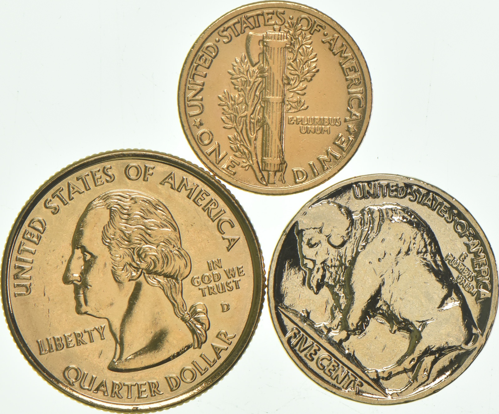 Solid 24K GOLD Plated Lot 1940 Mercury Dime 2001-D Kentucky State ...