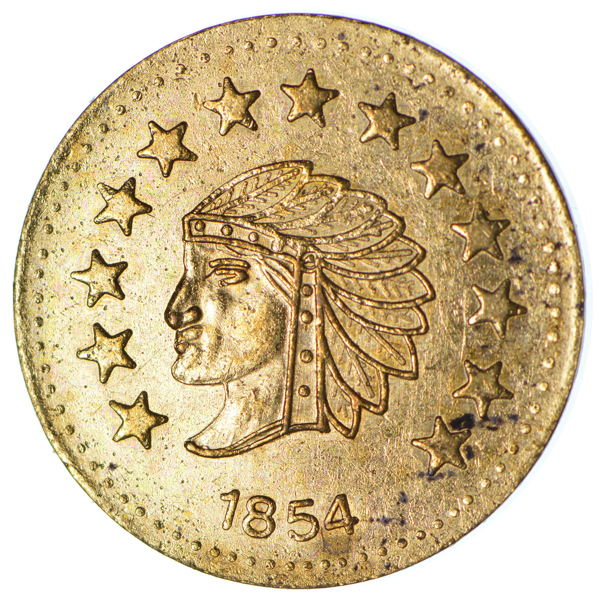Souvenir Tribute Token - 1854 Indian Head Round - California Gold Rush ...