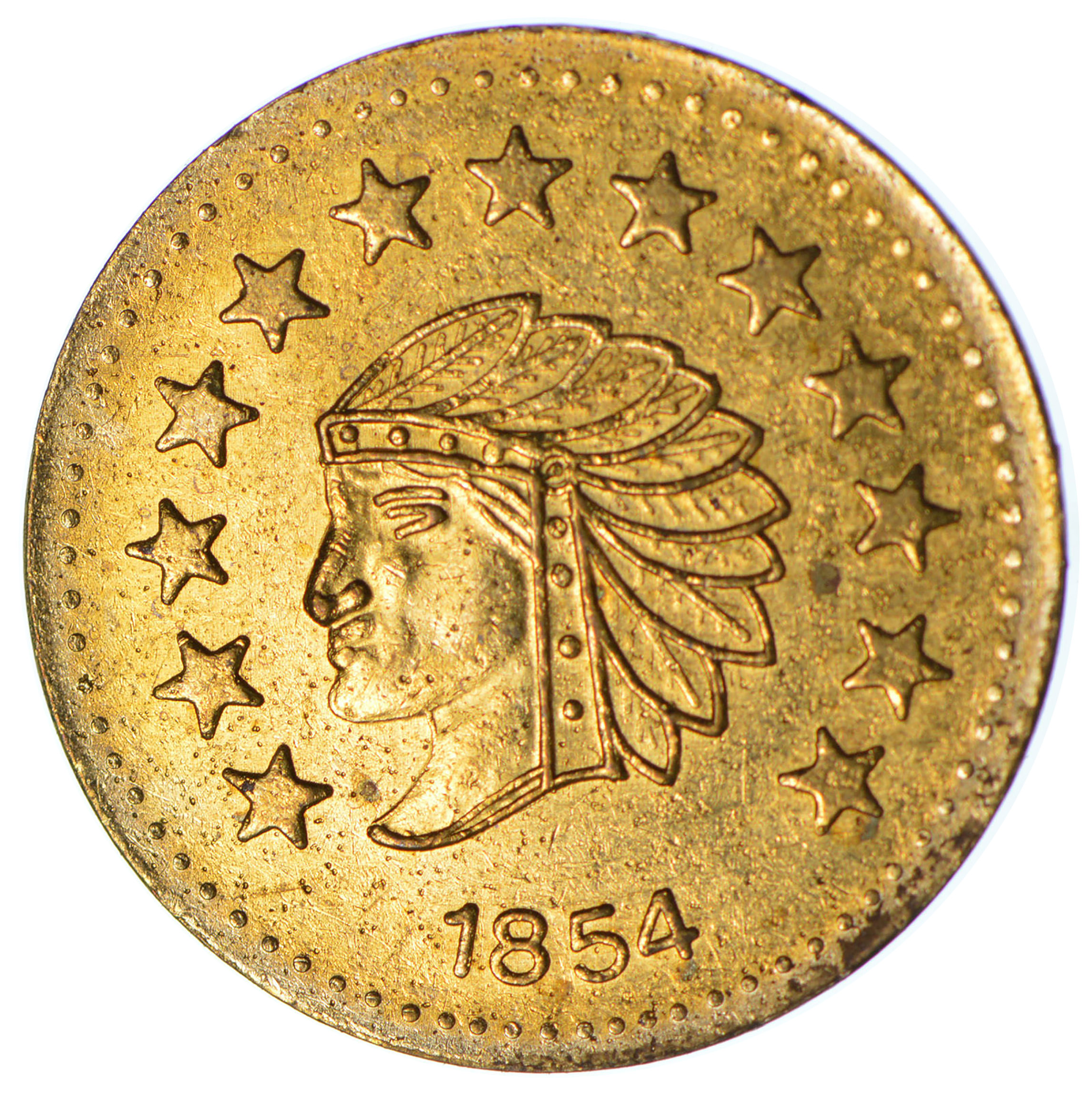 Souvenir Tribute Token - 1854 Indian Head Round - California Gold Rush ...