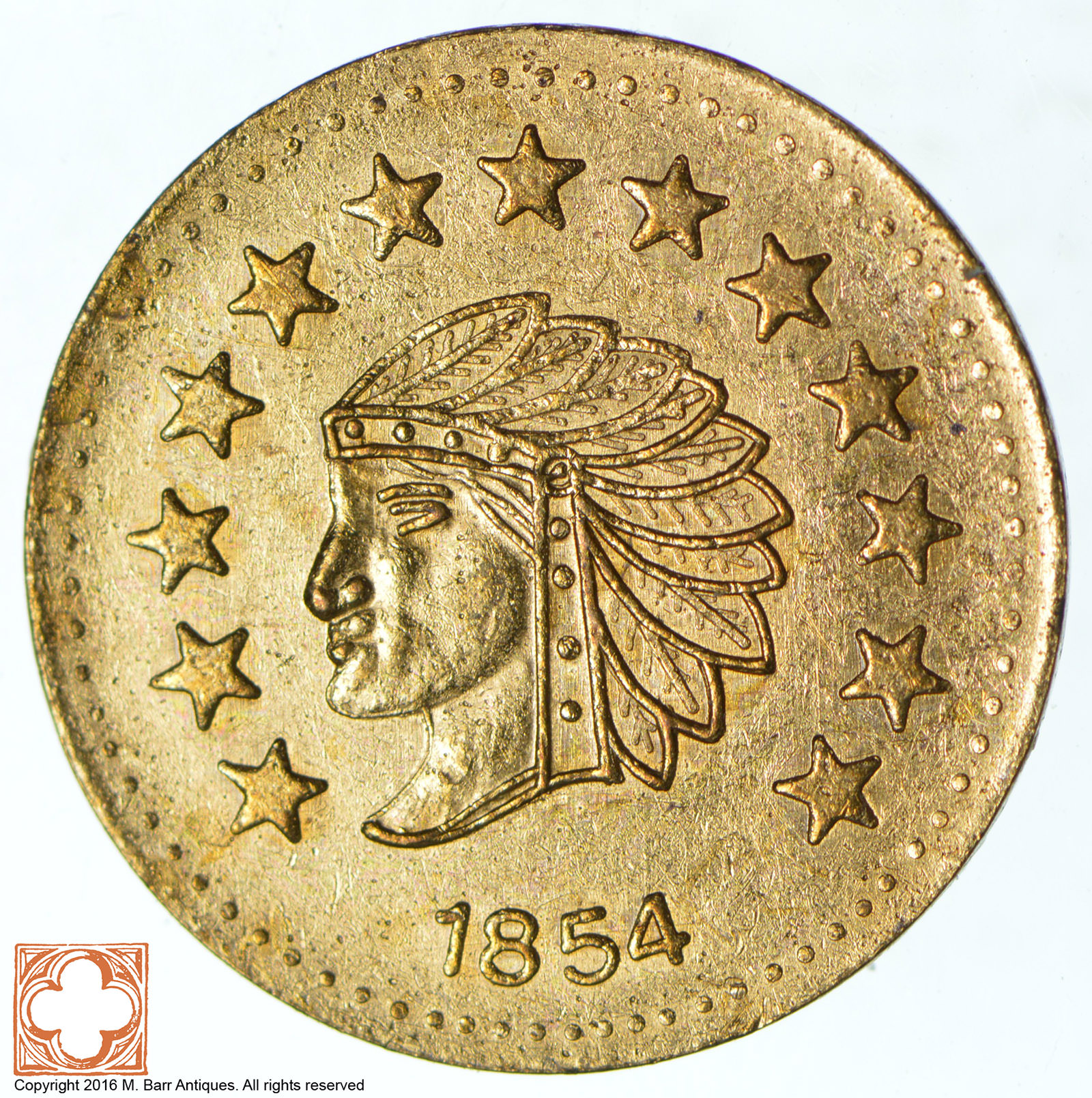 Souvenir Tribute Token - 1854 Indian Head Round - California Gold Rush ...