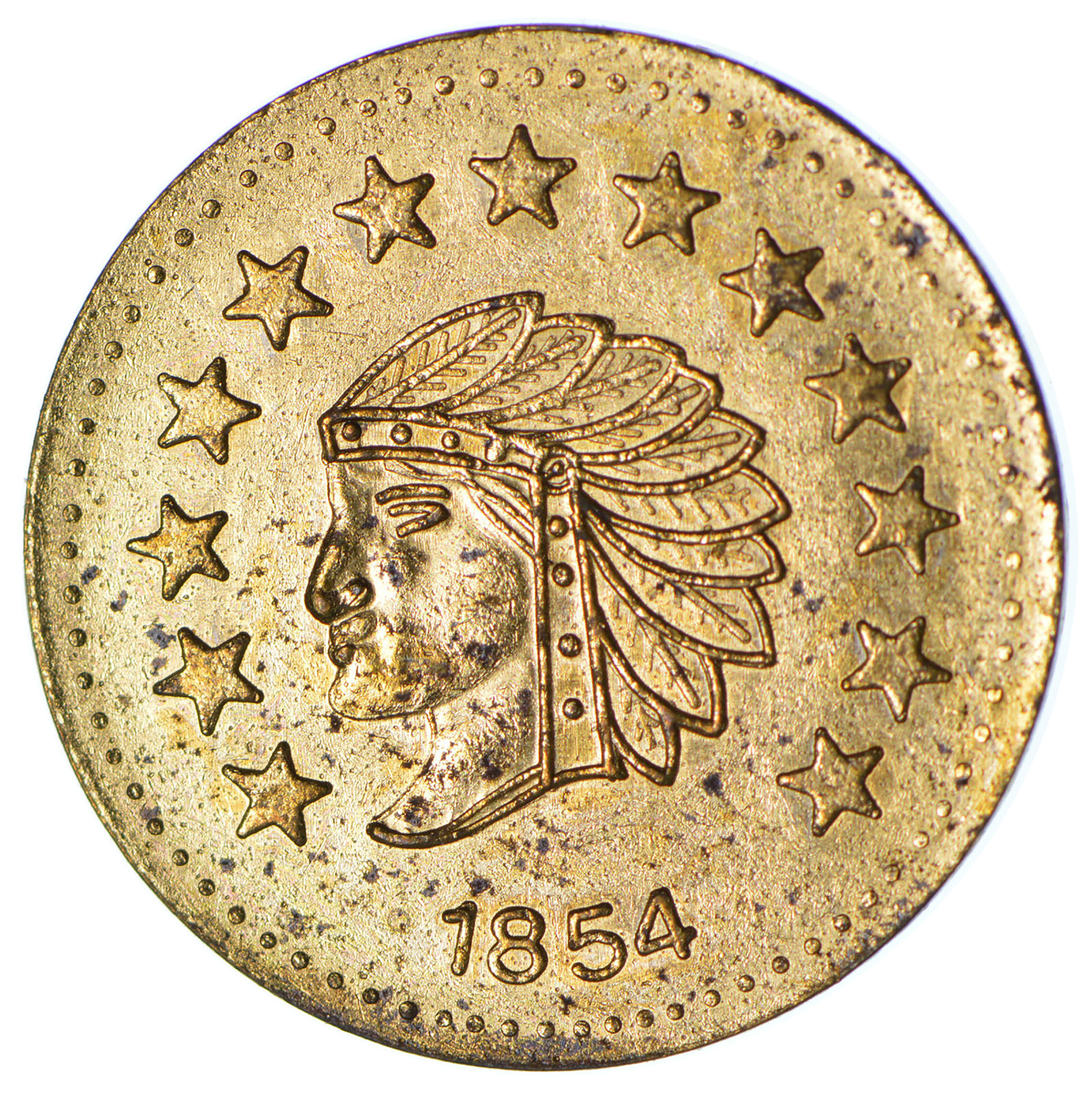 Souvenir Tribute Token - 1854 Indian Head Round - California Gold Rush ...