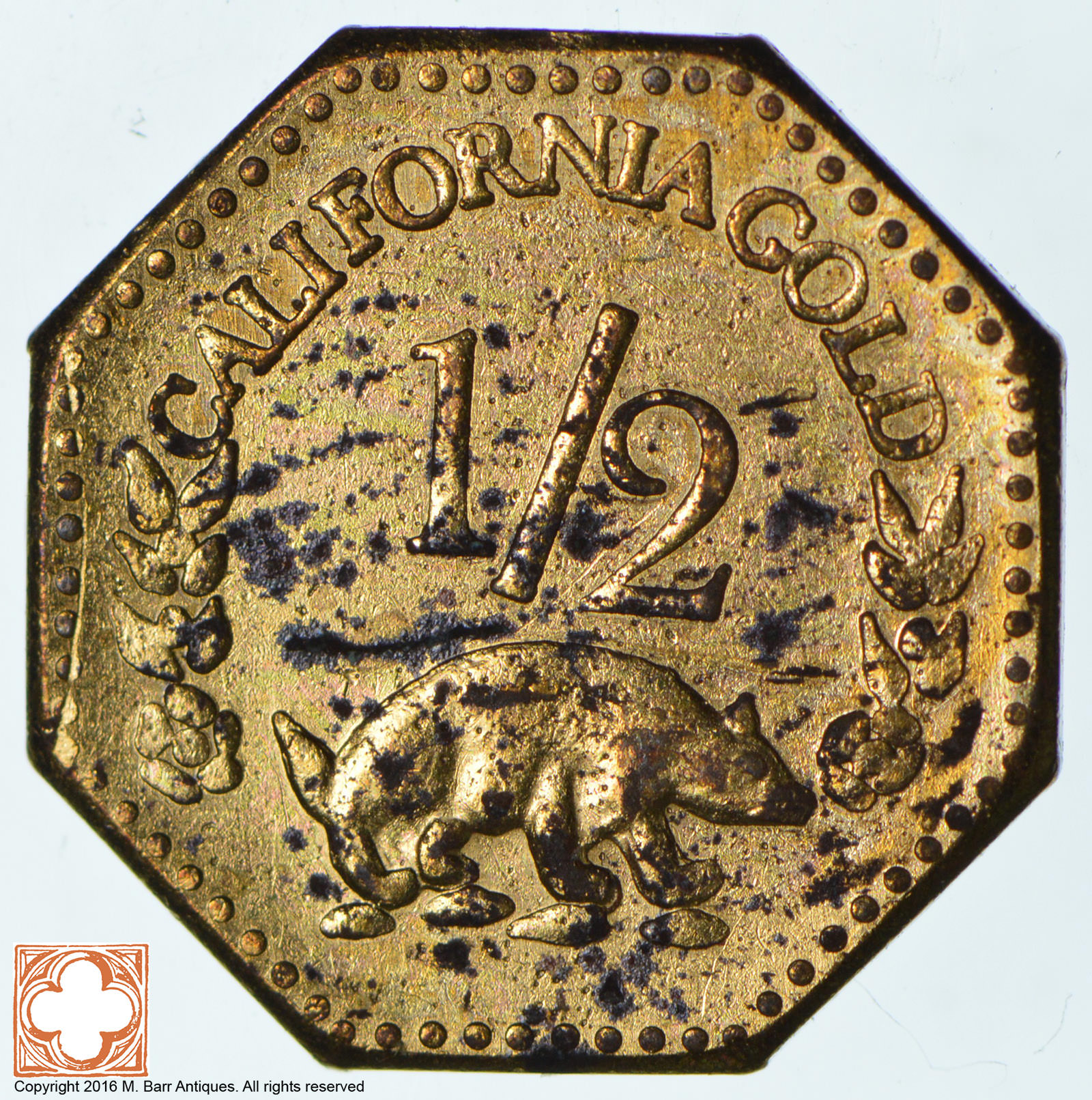 Souvenir Tribute Token - Octagonal - California Gold Rush - 1855 ...