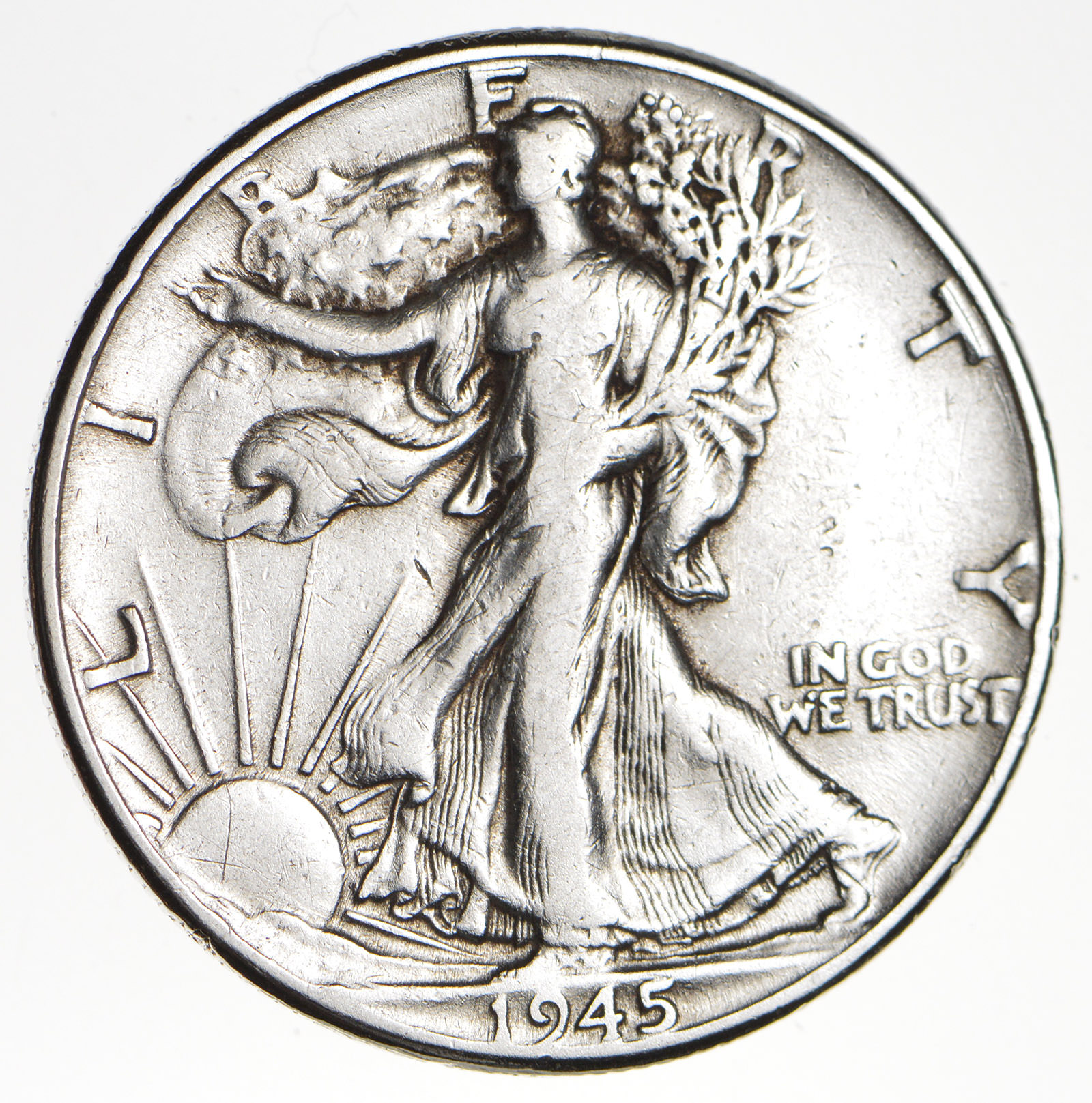 Strong Feather Details - 1945 Walking Liberty Half Dollar | Property Room