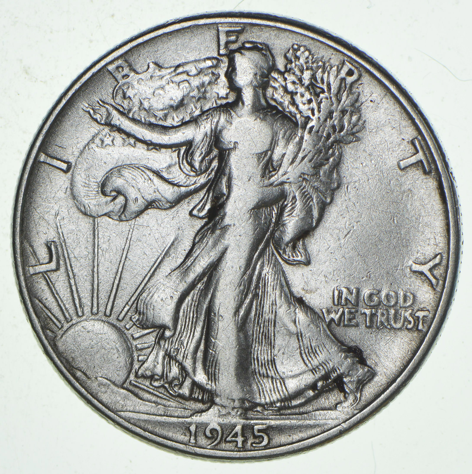Strong Feather Details - 1945 Walking Liberty Half Dollar | Property Room