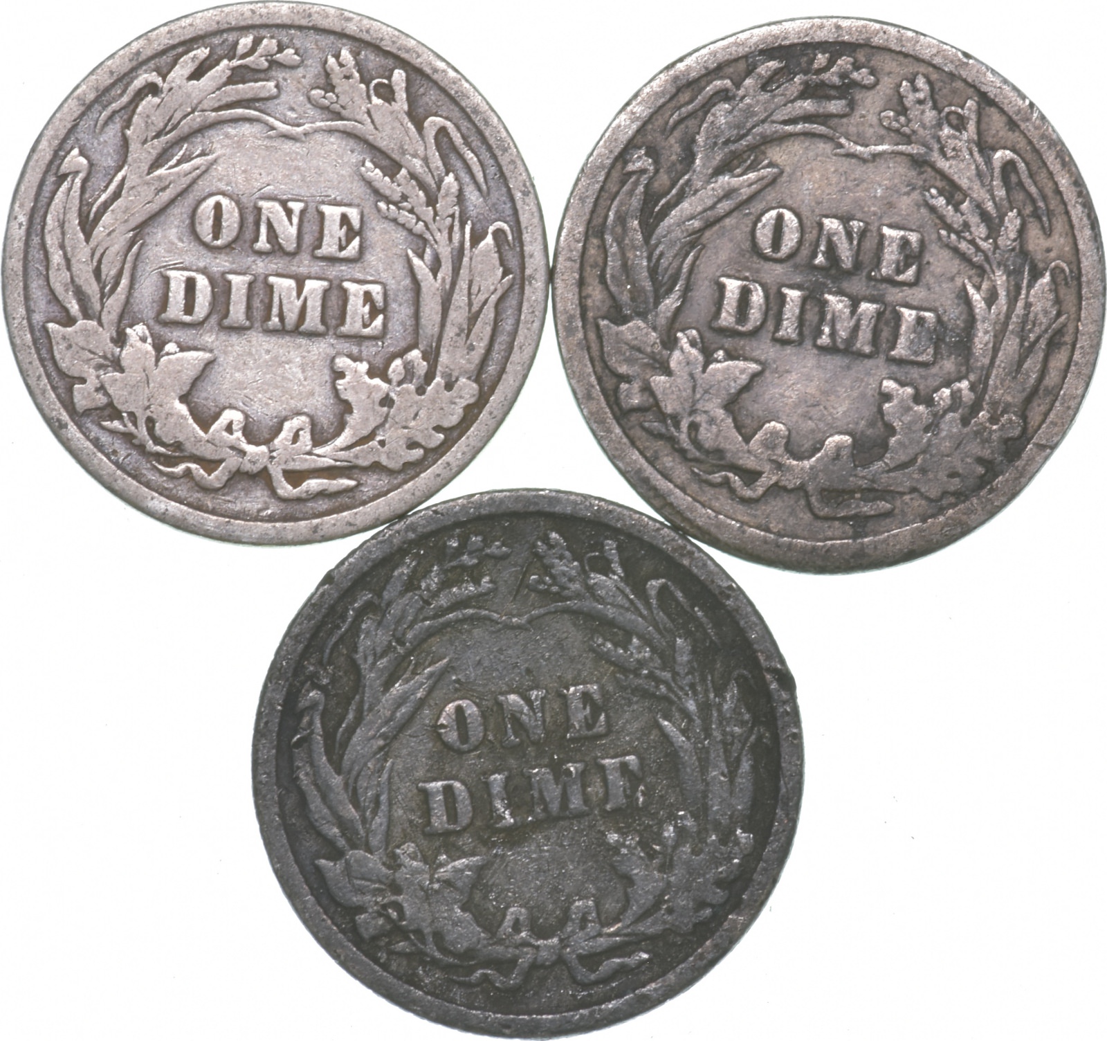 STRONG Lot 3 1901 1914 1902 Barber Dime Collection Set | Property Room