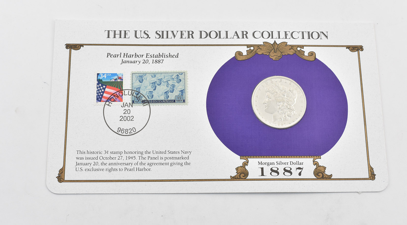 Stunning 1887 Morgan Silver Dollar Mounted w/ Display Cover | Property Room