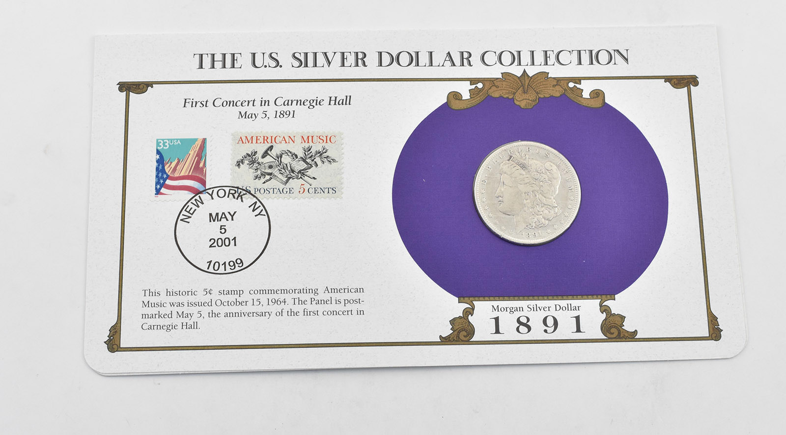 Stunning 1891 Morgan Silver Dollar Mounted w/ Display Cover | Property Room