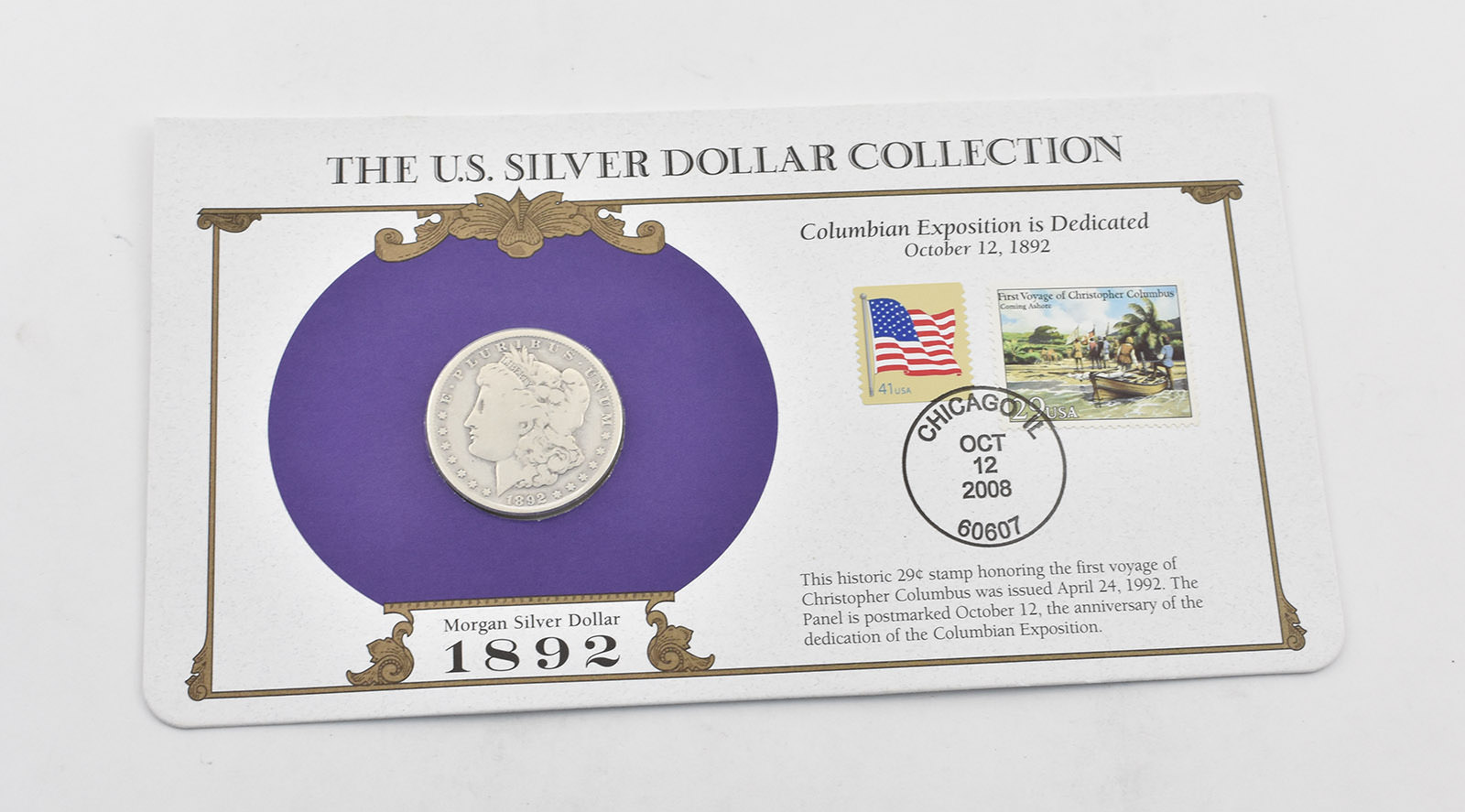 Stunning 1892 Morgan Silver Dollar Mounted w/ Display Cover | Property Room