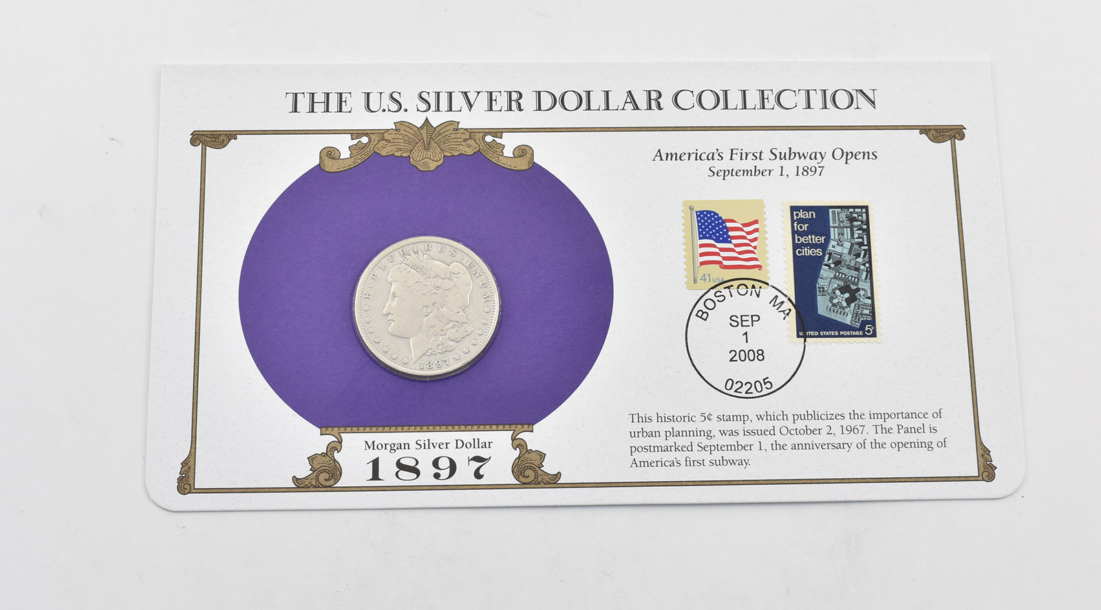 Stunning 1897 Morgan Silver Dollar Mounted w/ Display Cover | Property Room