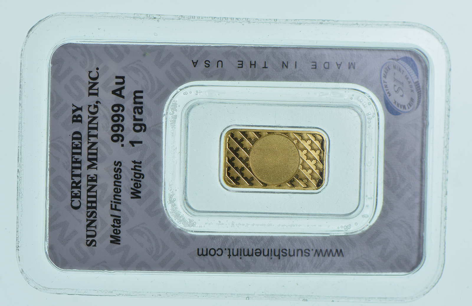 Sunshine 1 Gram Fine Gold Bar - In Original Packaging | Property Room