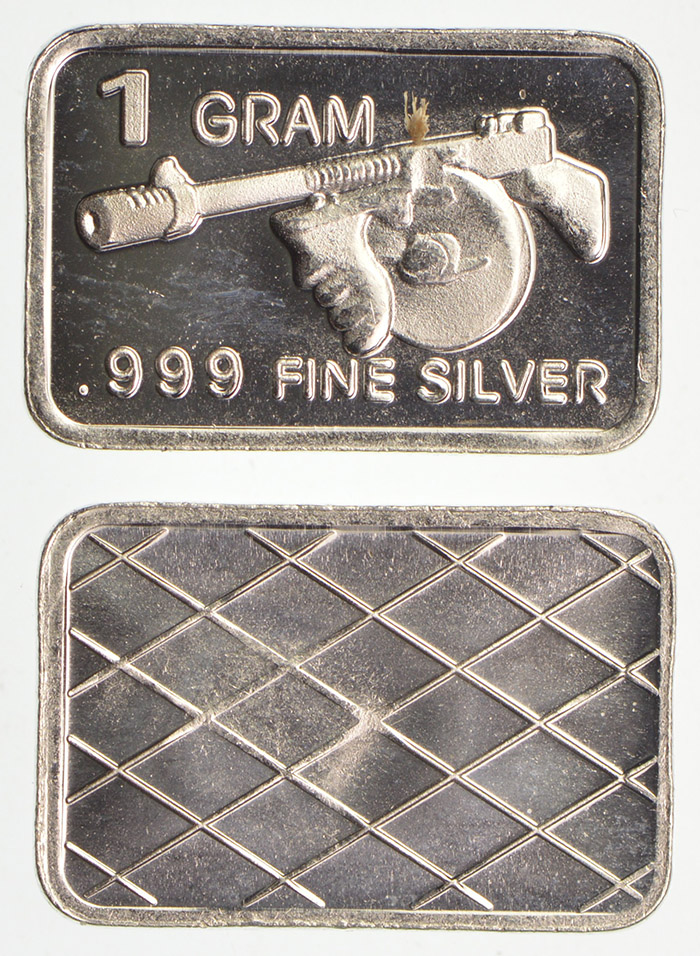 Tommy Gun - 1 Gram .999 Fine Silver - Custom Designed Silver Bar ...