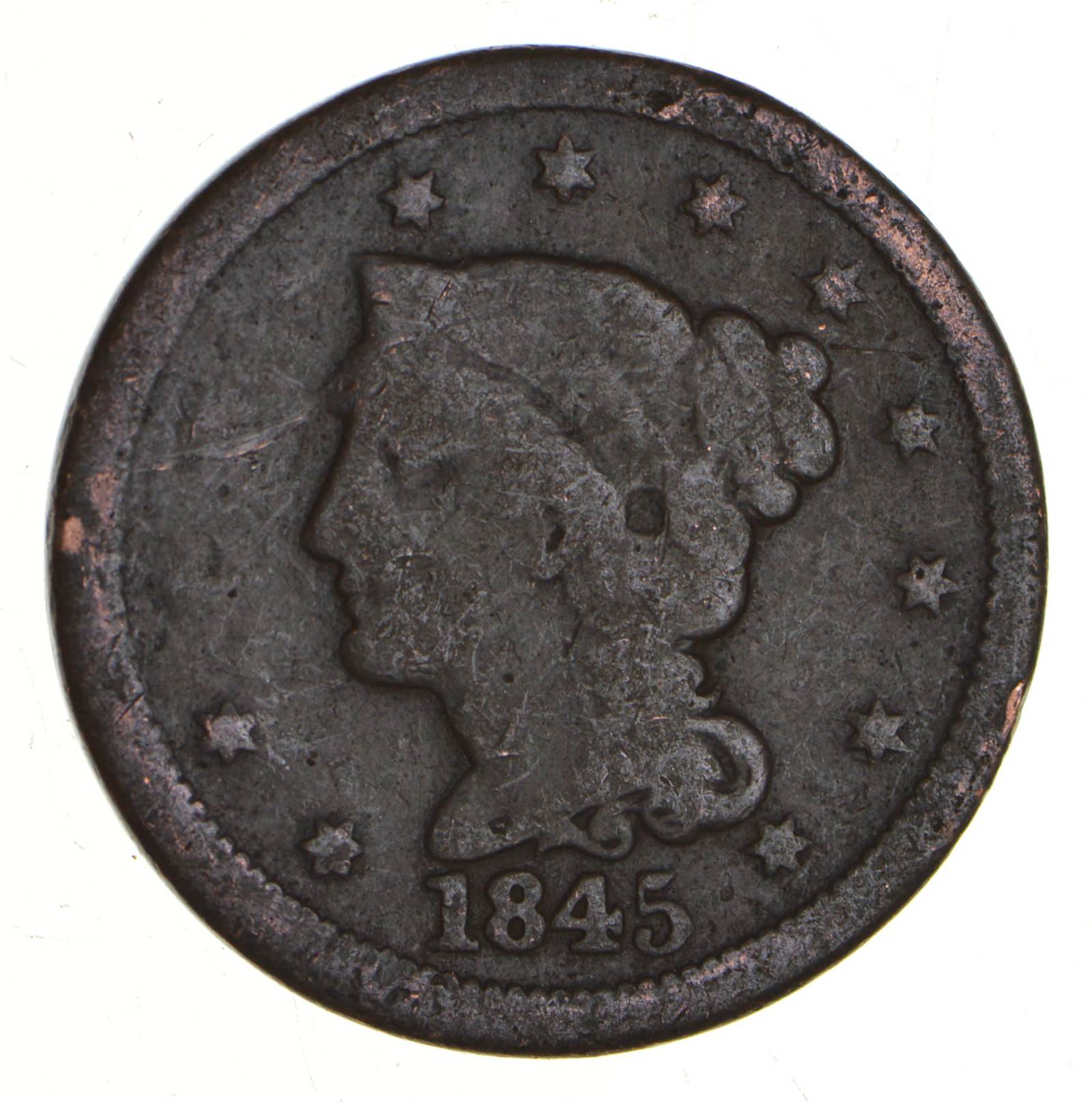 Tough - 1845 Large Cent - US Early Copper Coin | Property Room