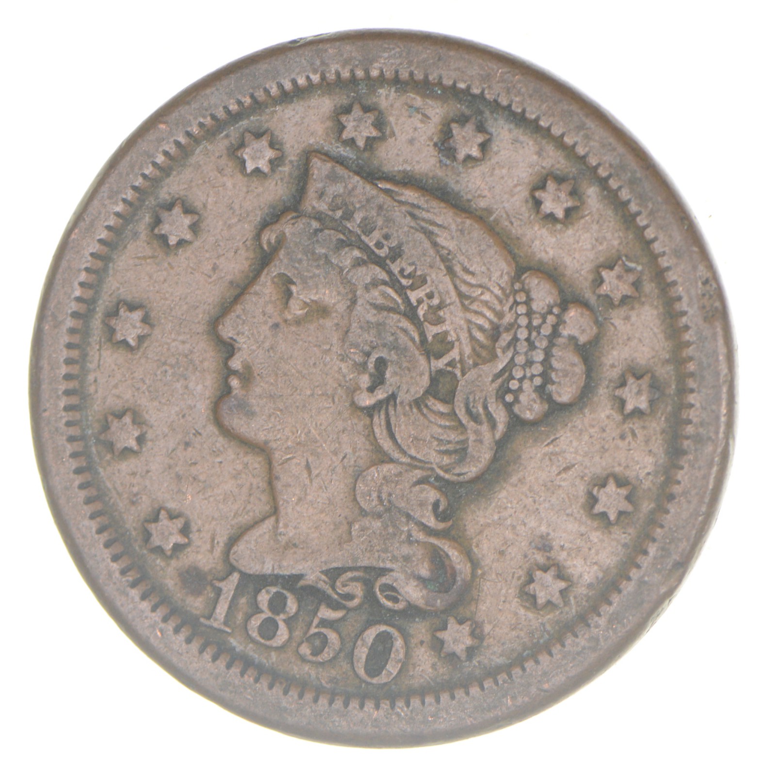Tough - 1850 Braided Hair Large Cent - US Early Copper Coin | Property Room