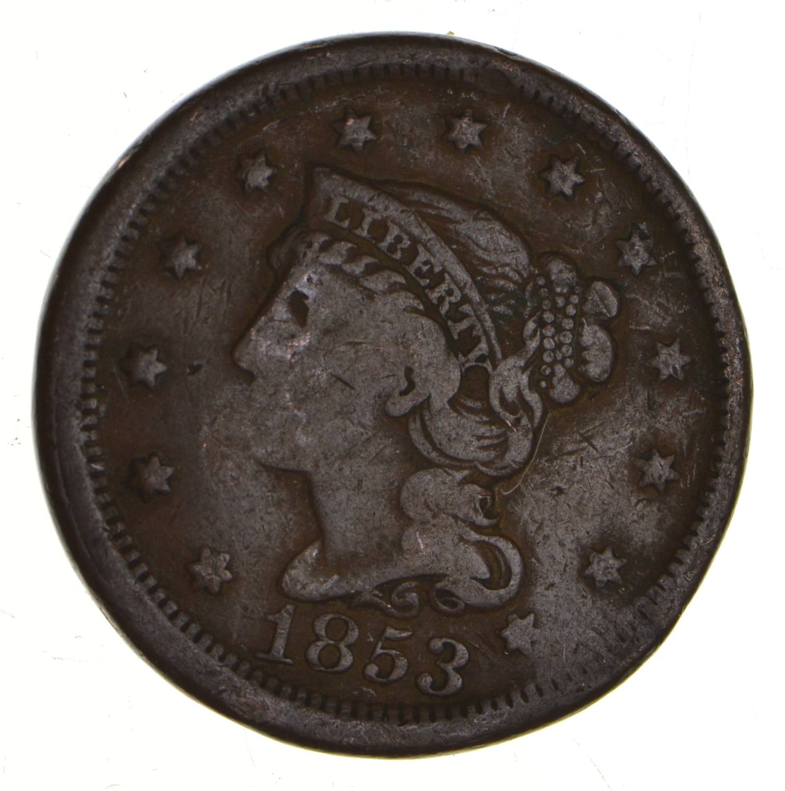 Tough - 1853 Large Cent - US Early Copper Coin | Property Room