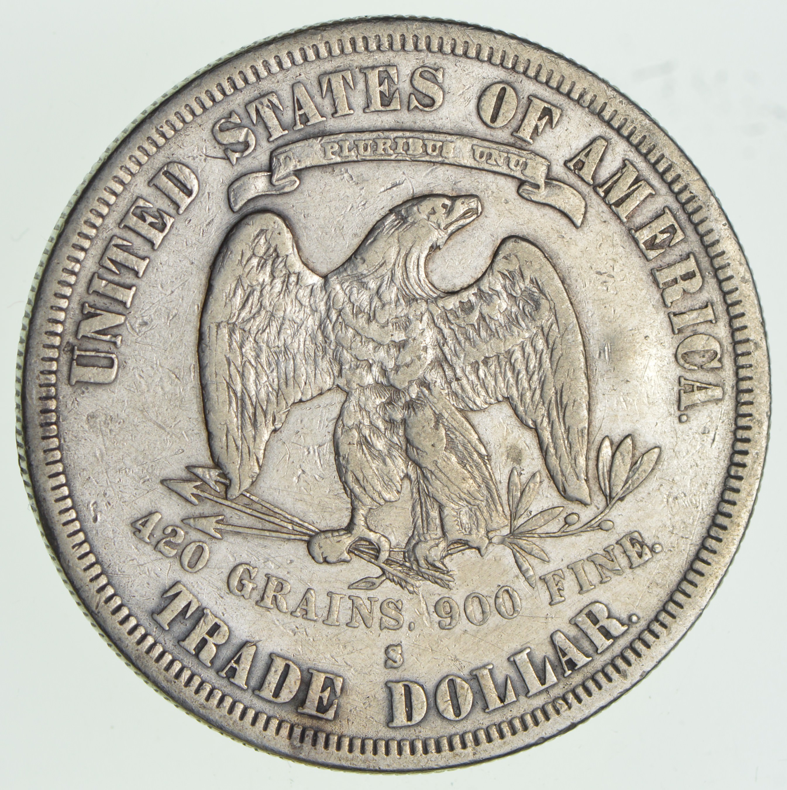 TOUGH Genuine Trade - 1878-S Trade Seated Liberty Silver Dollar ...