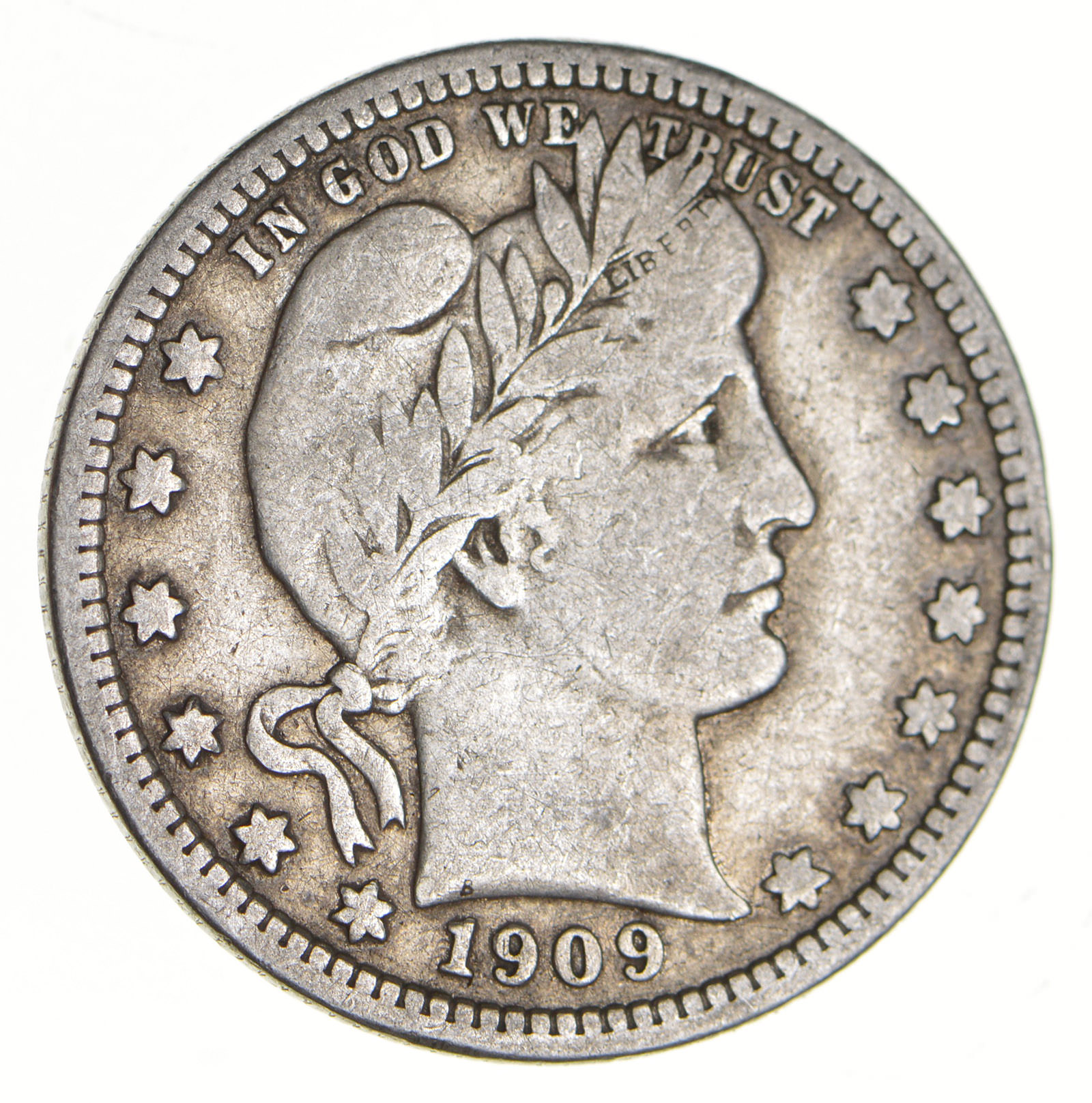 Tough - US 1909 Barber Silver Quarter - 90% Silver - Look it up ...