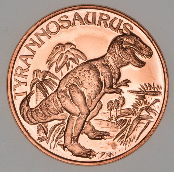 T-Rex - Dinosaur Series - 1 Oz Round - .999 Fine Copper | Property Room