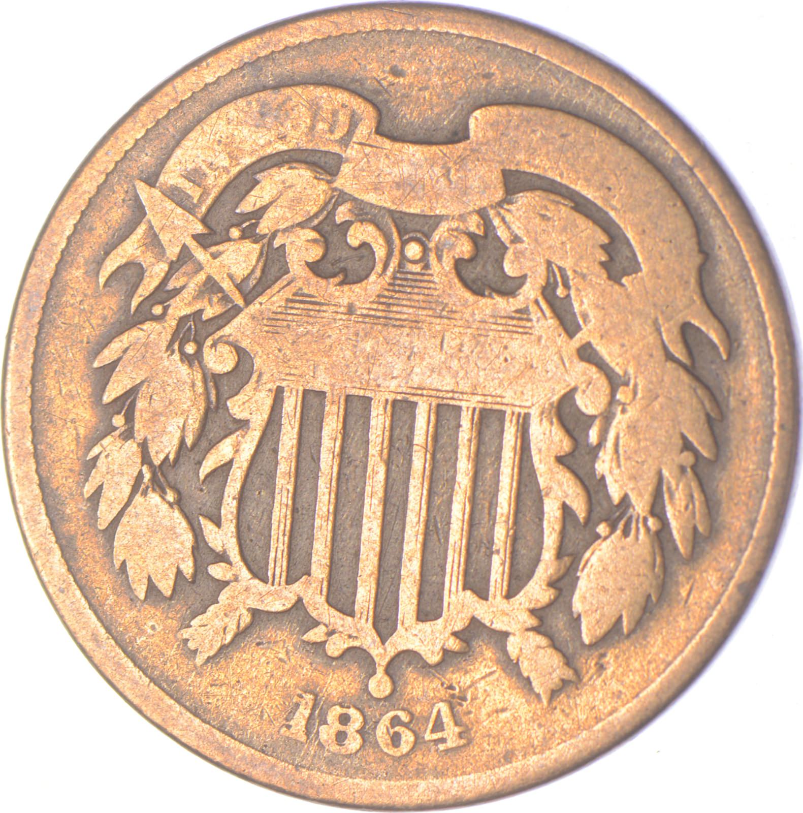 TWO CENT - 1864 US TWO 2 Cent Piece - First Coin with In God We Trust ...