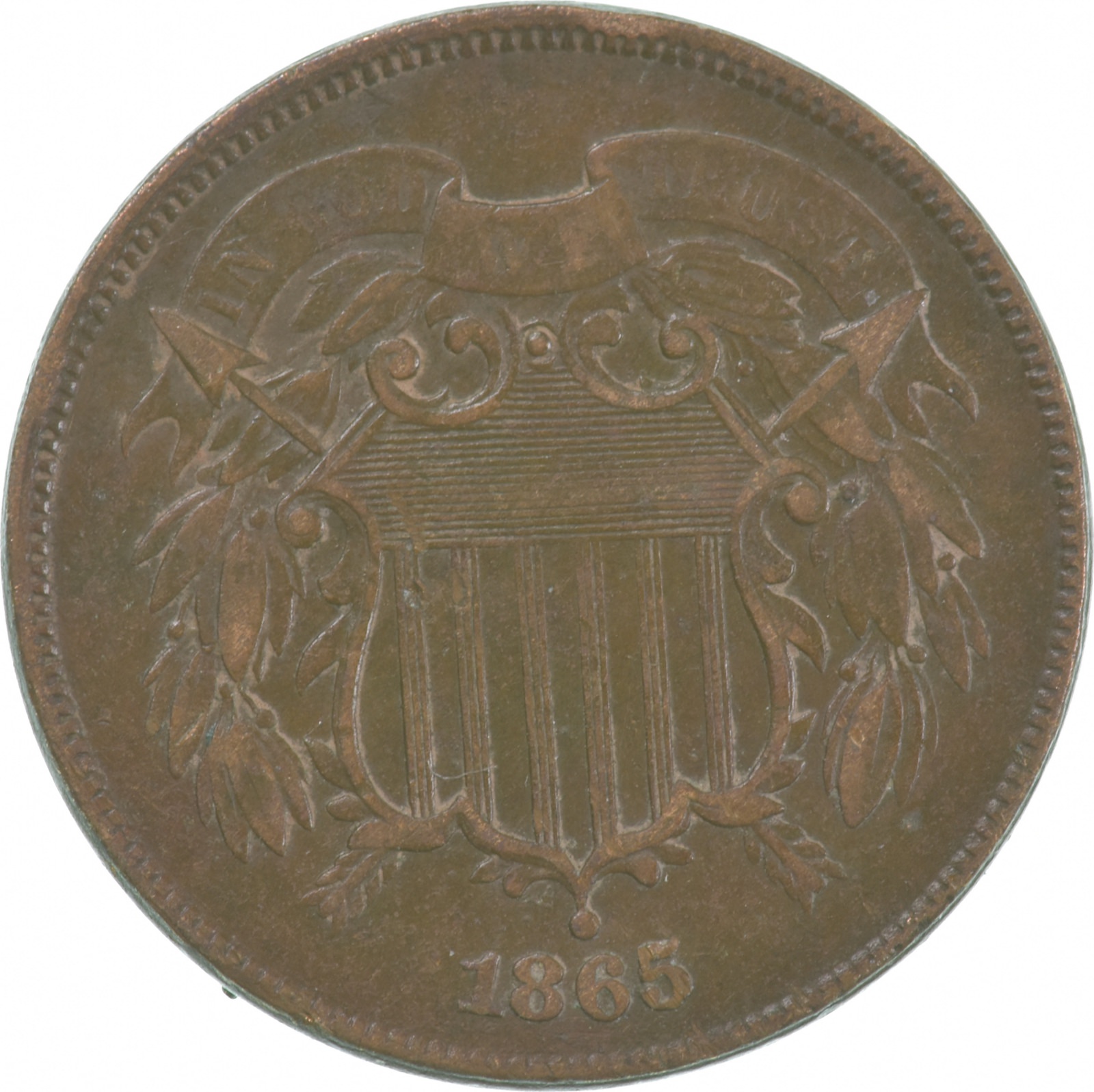 TWO CENT - 1865 US TWO 2 Cent Piece - First Coin with In God We Trust ...