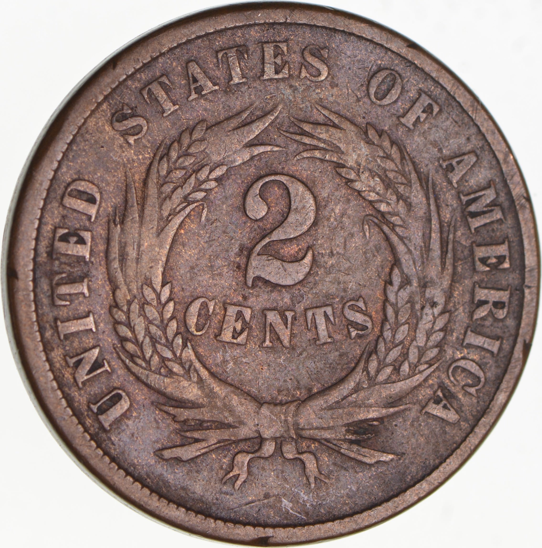 TWO CENT 1865 US TWO 2 Cent Piece First Coin With In God We Trust TWO CENT 1865 US TWO 2 Cent Piece First Coin With In God We Trust