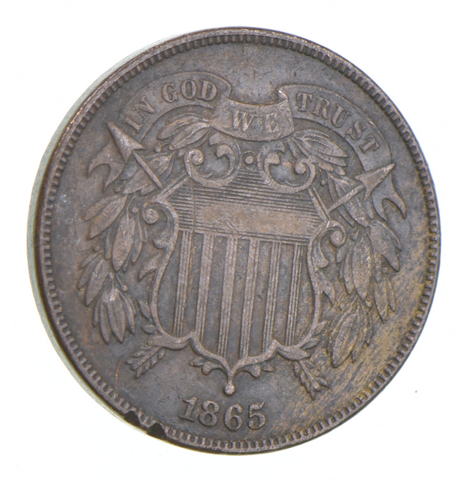 TWO CENT - 1865 US TWO 2 Cent Piece - First Coin with In God We Trust ...