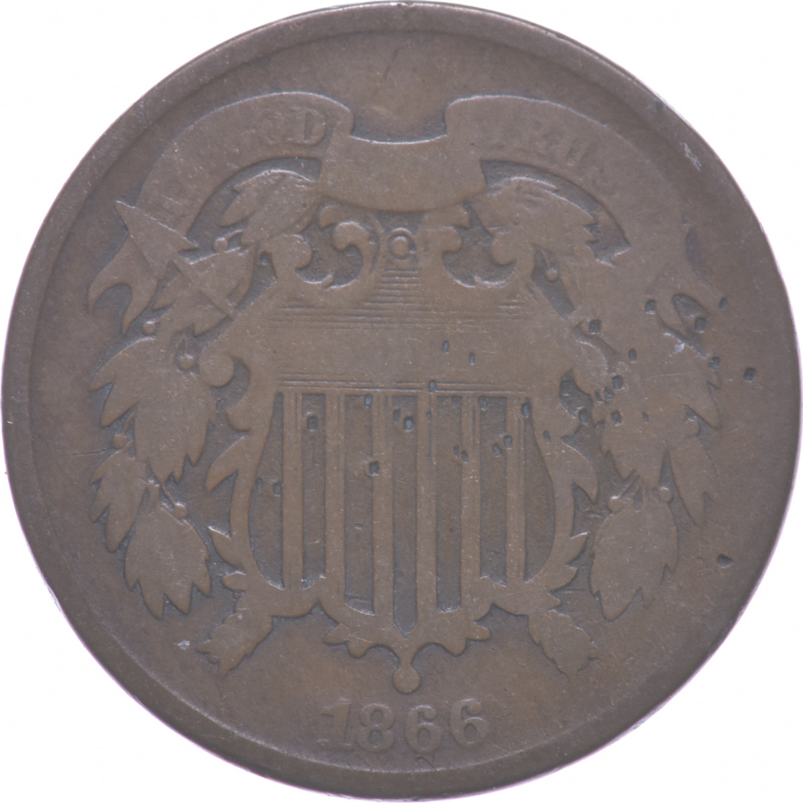 TWO CENT - 1866 US TWO 2 Cent Piece - First Coin With In God We Trust ...