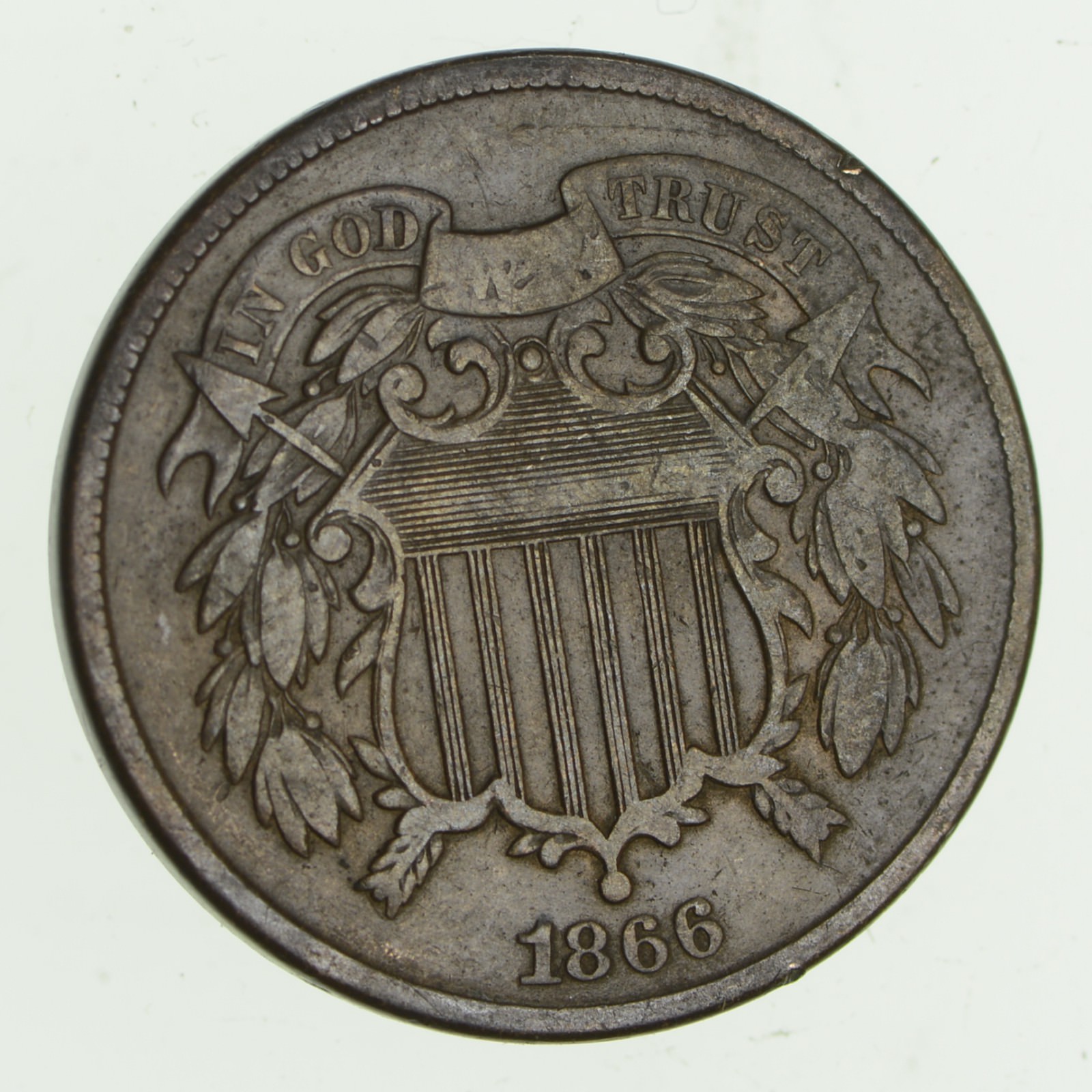 TWO CENT - 1866 US TWO 2 Cent Piece - First Coin with In God We Trust ...