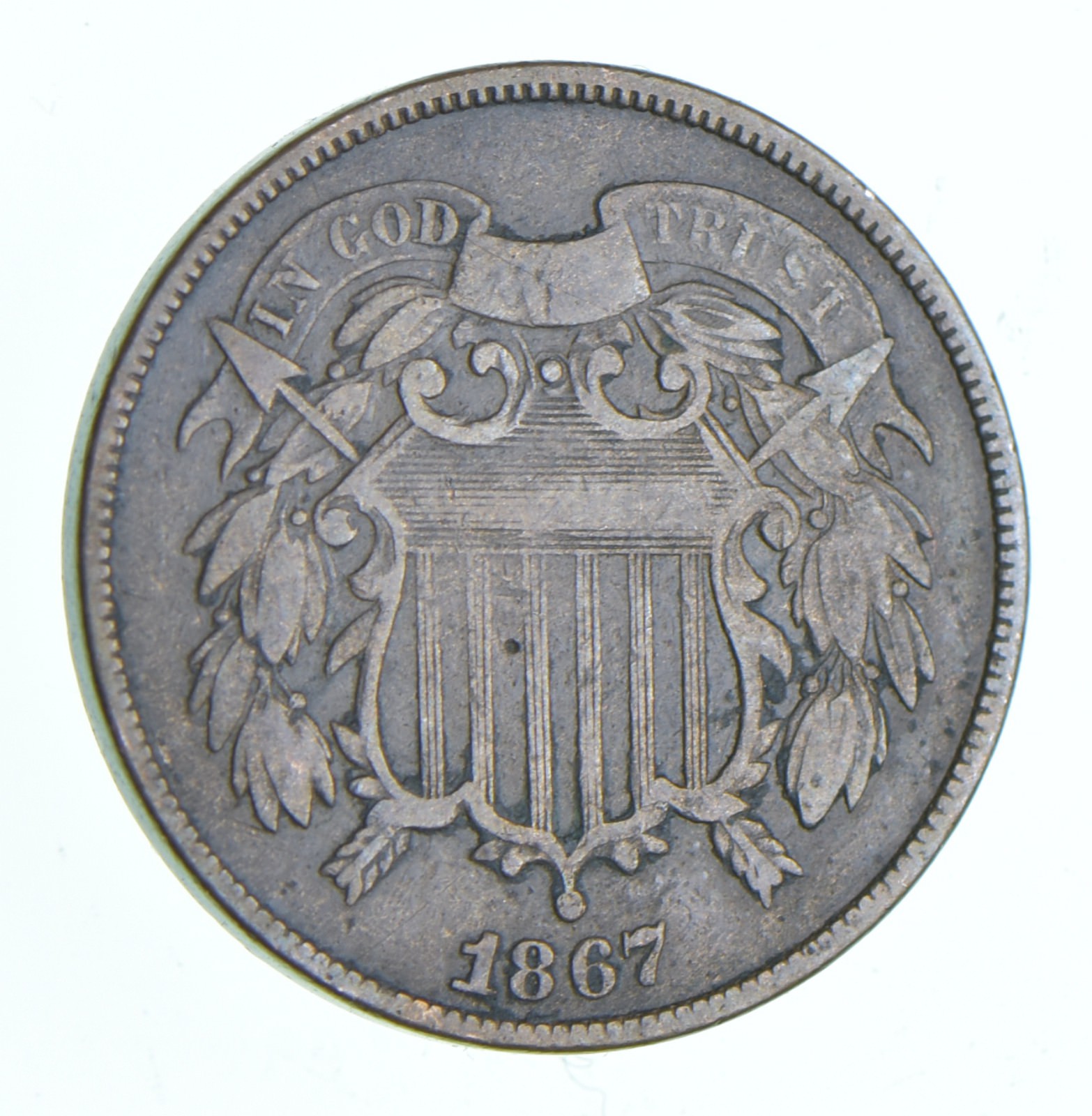 TWO CENT - 1867 US TWO 2 Cent Piece - First Coin with In God We Trust ...
