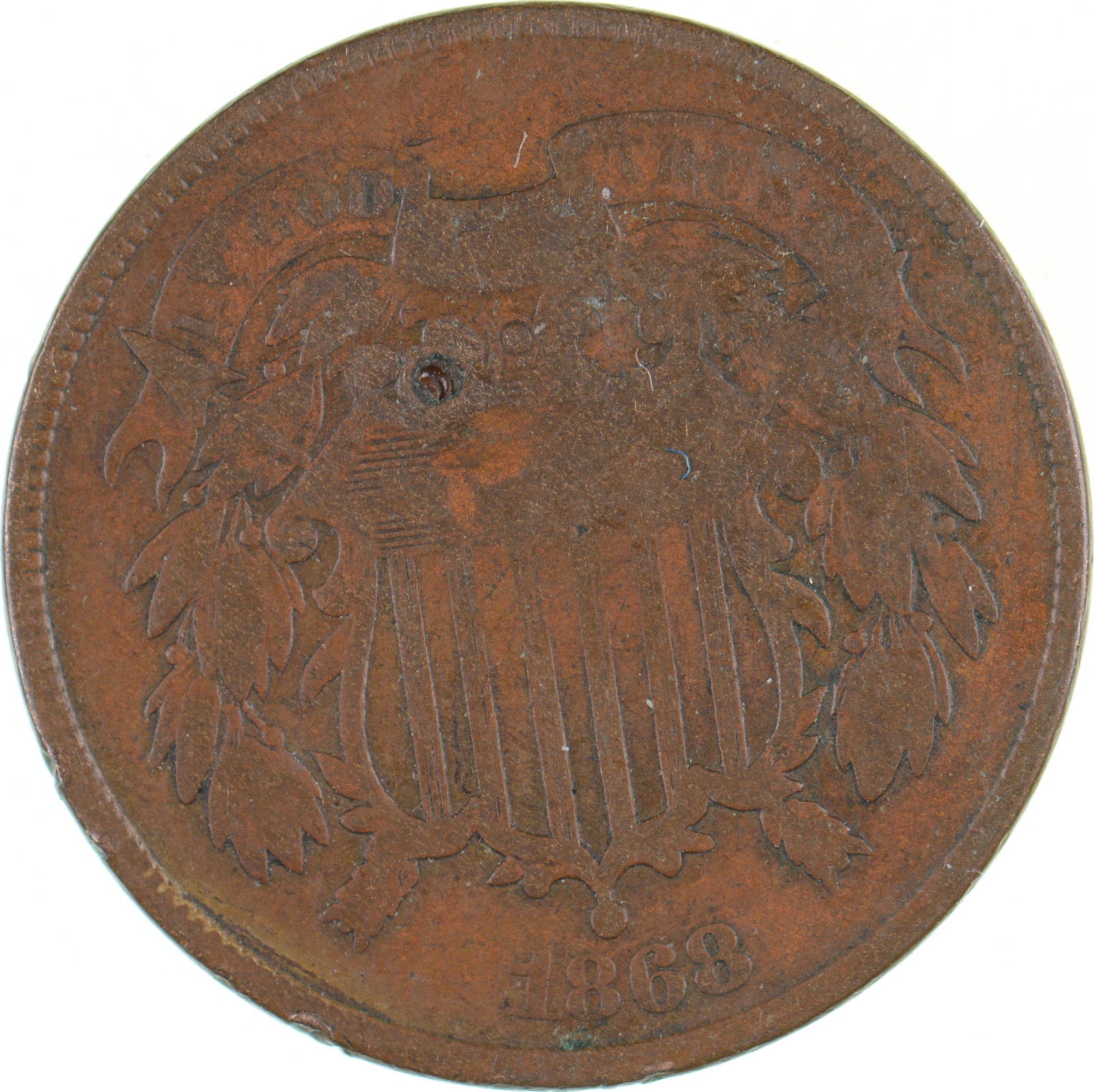 TWO CENT - 1868 US TWO 2 Cent Piece - First Coin with In God We Trust ...