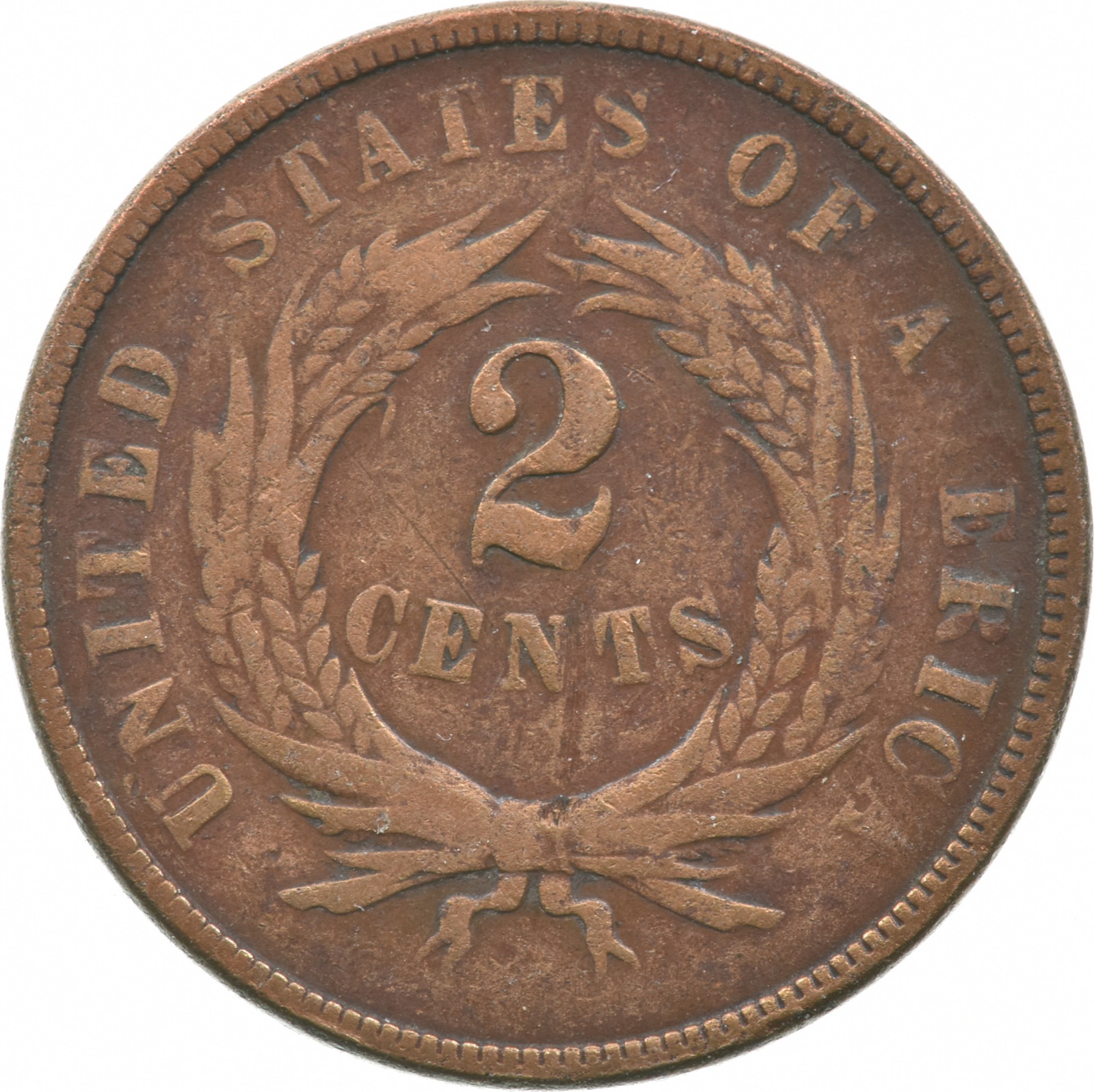 TWO CENT - 1868 US TWO 2 Cent Piece - First Coin with In God We Trust ...