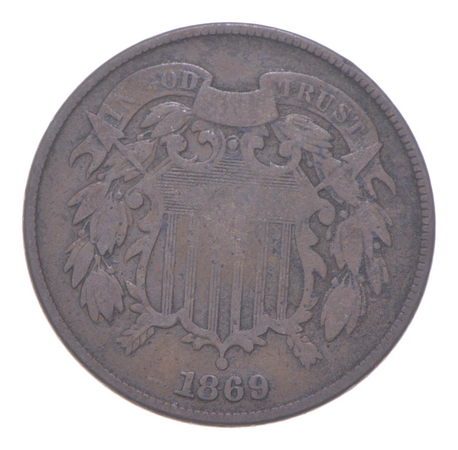 TWO CENT - 1869 US TWO 2 Cent Piece - First Coin with In God We Trust ...