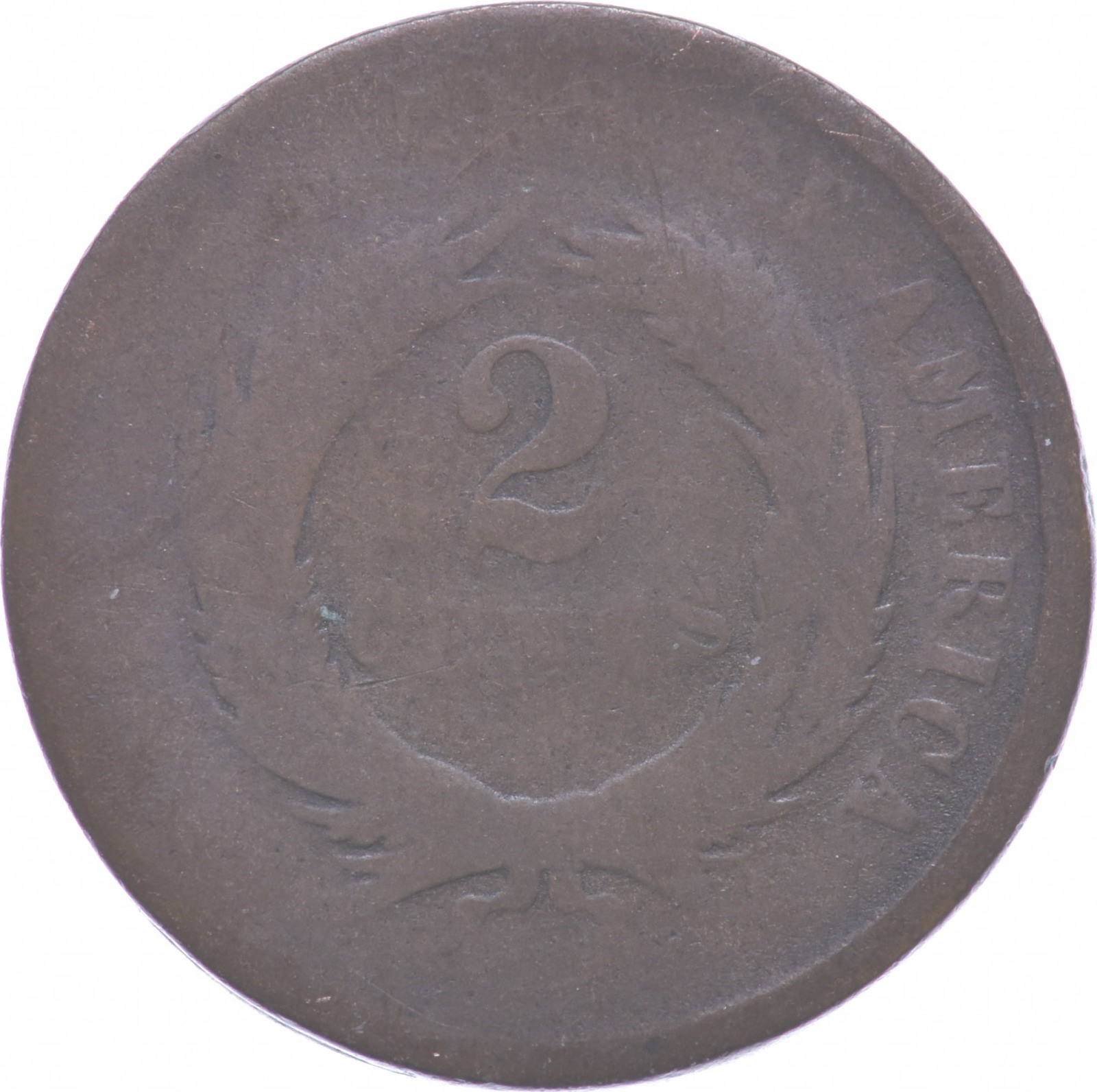 TWO CENT Worn Date US TWO 2 Cent Piece First Coin With In God We Trust ...