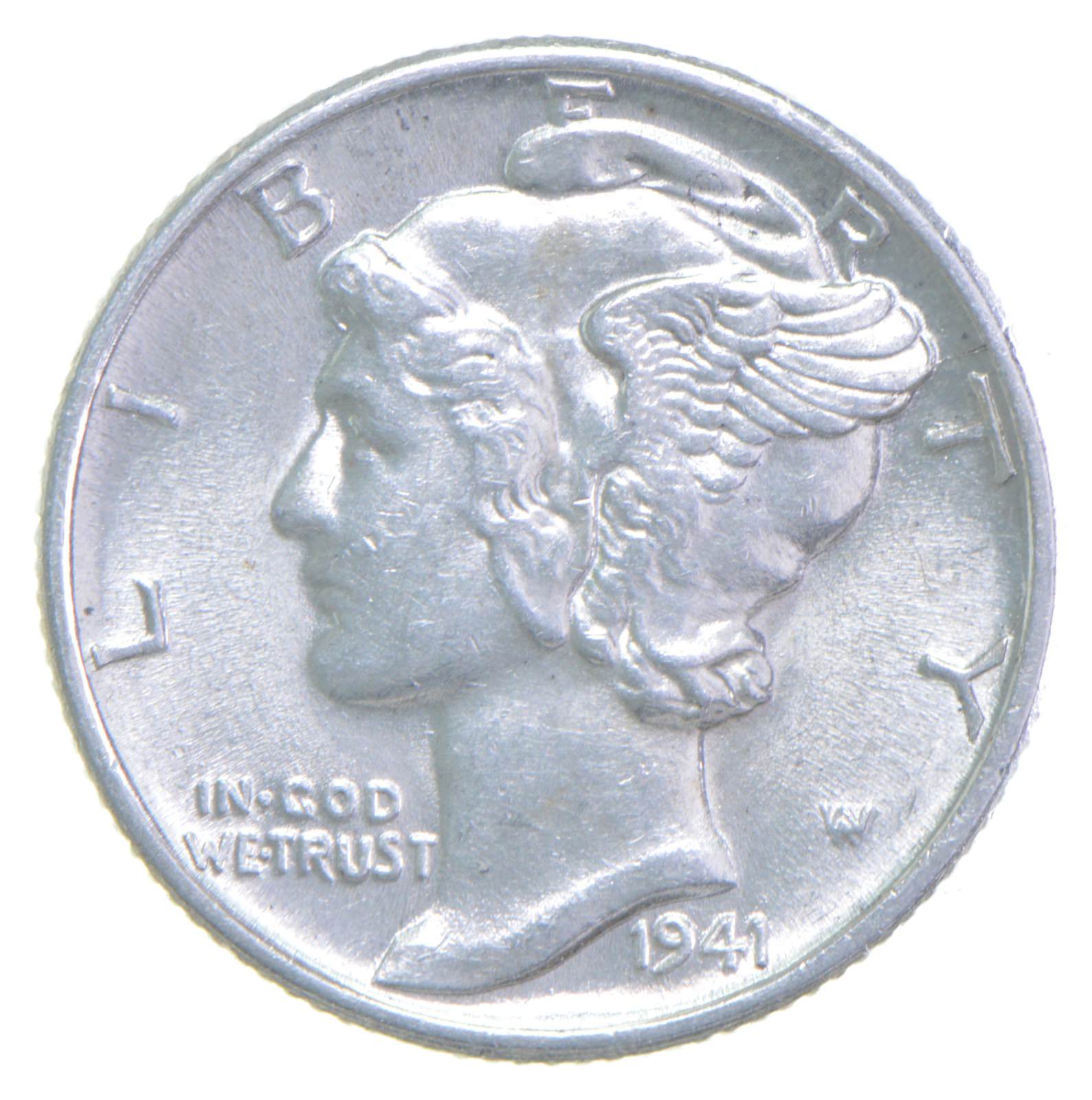 Unc BU MS 1941 US Mercury 90% Silver Dime Coin Collection Lot Set Break ...