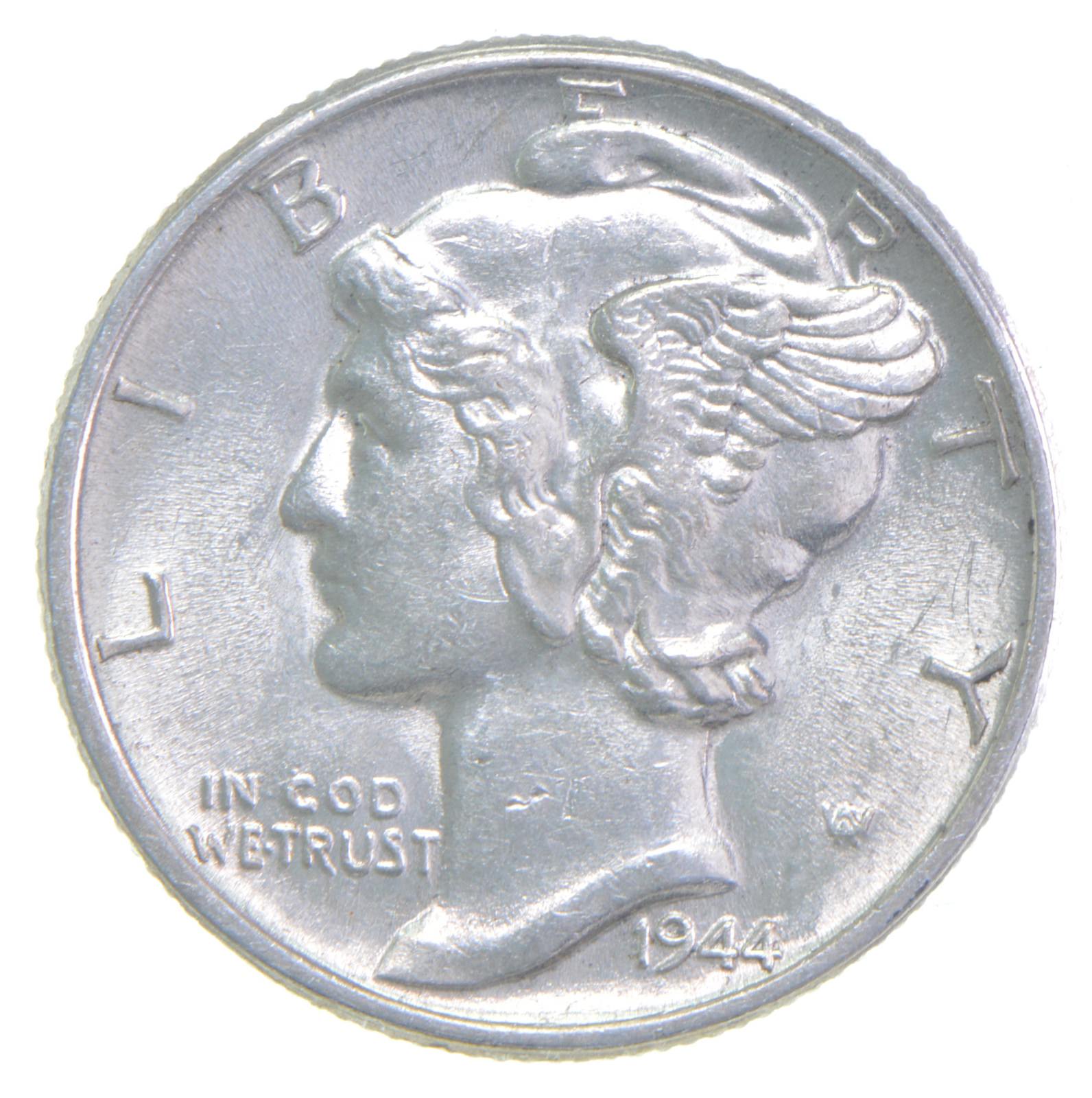 Unc BU MS 1944 US Mercury 90% Silver Dime Coin Collection Lot Set Break ...