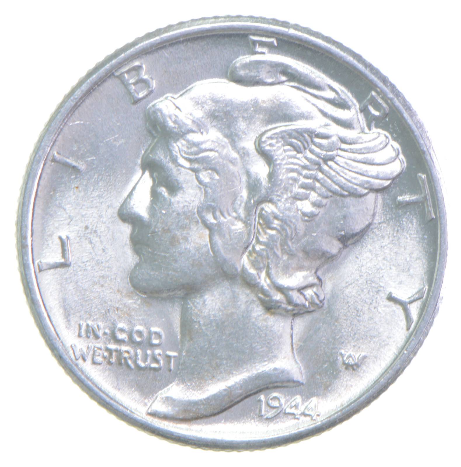 Unc BU MS 1944 US Mercury 90% Silver Dime Coin Collection Lot Set Break ...