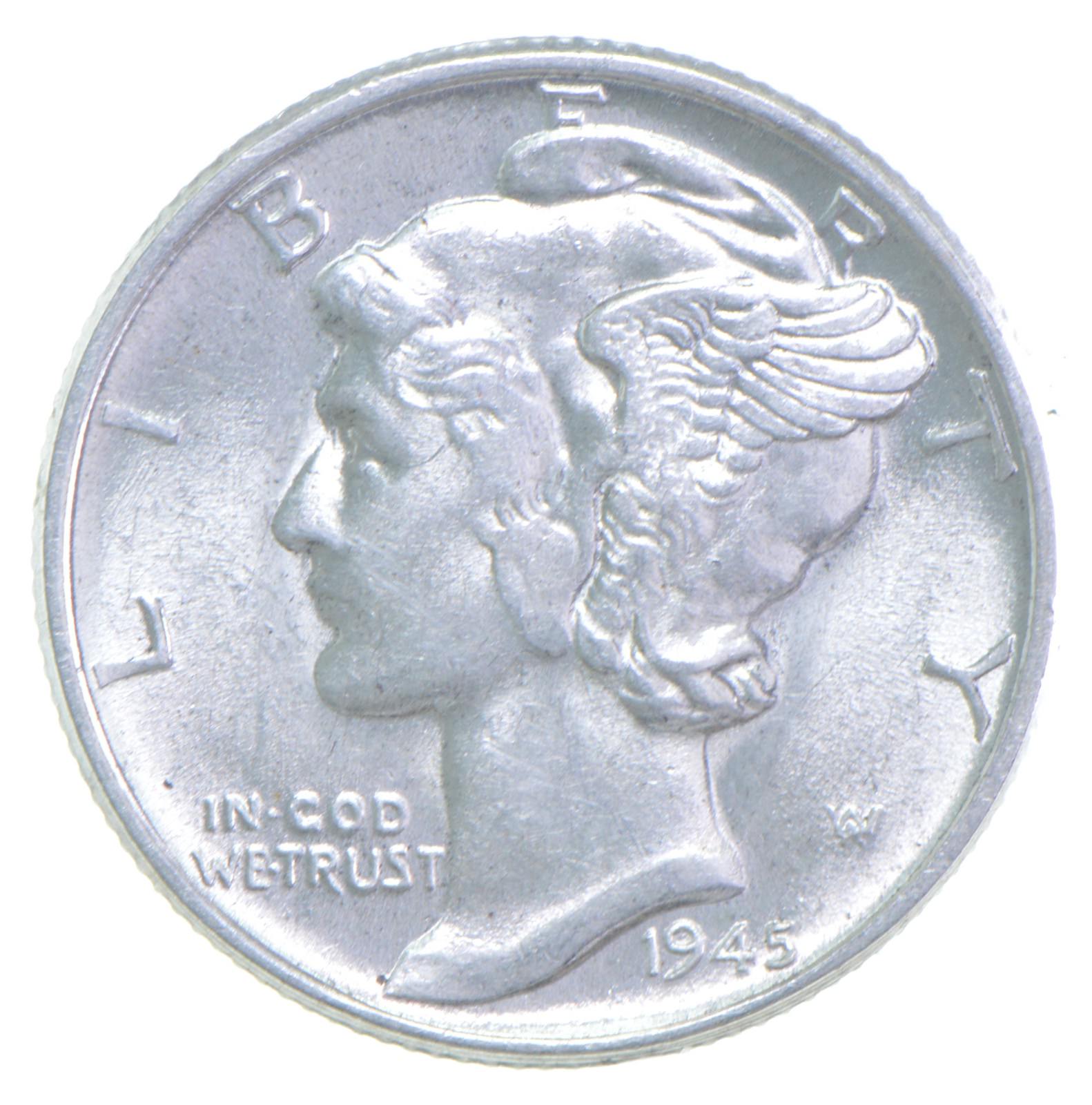 Unc BU MS 1945 US Mercury 90% Silver Dime Coin Collection Lot Set Break ...