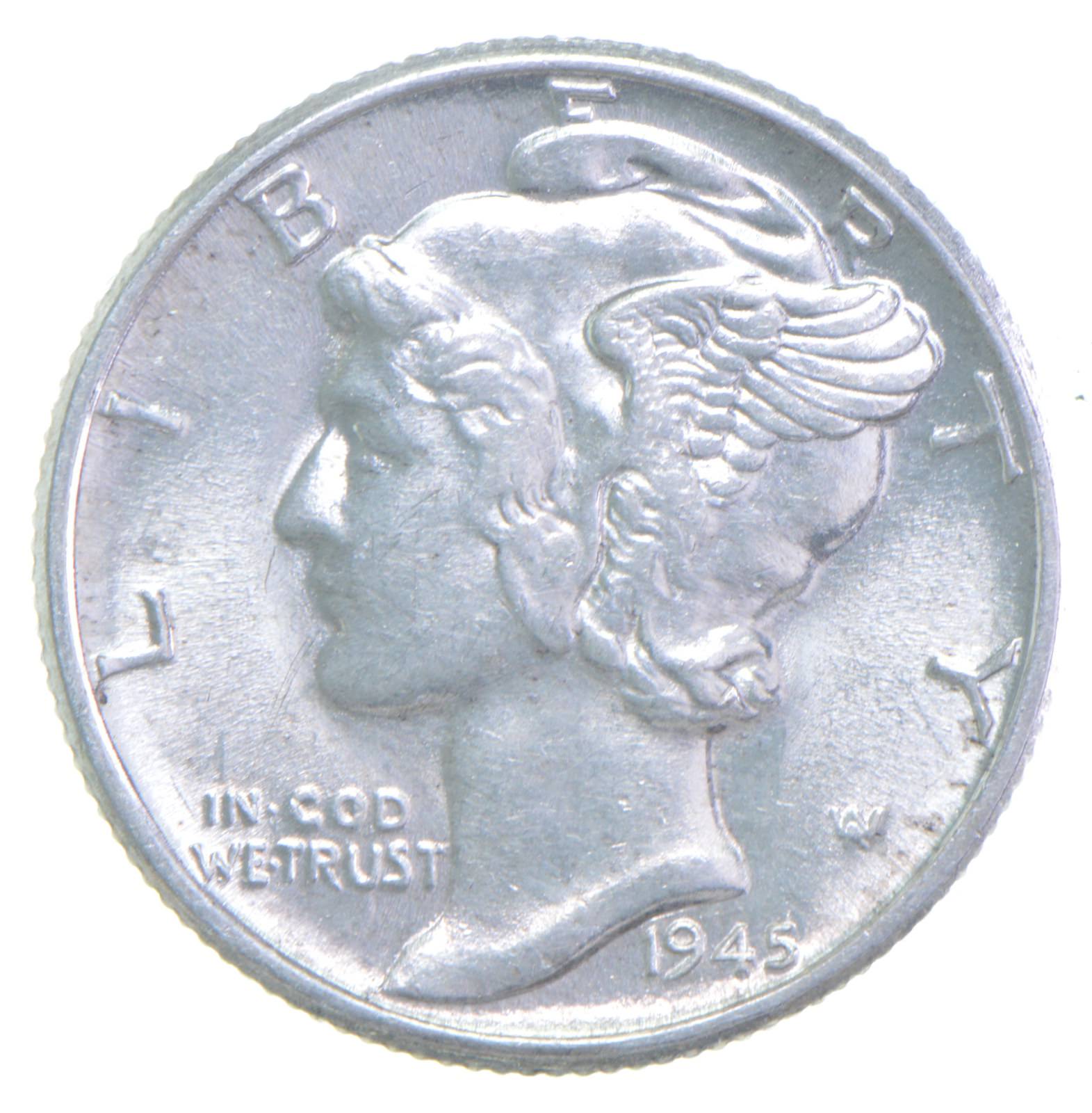 Unc BU MS 1945 US Mercury 90% Silver Dime Coin Collection Lot Set Break ...