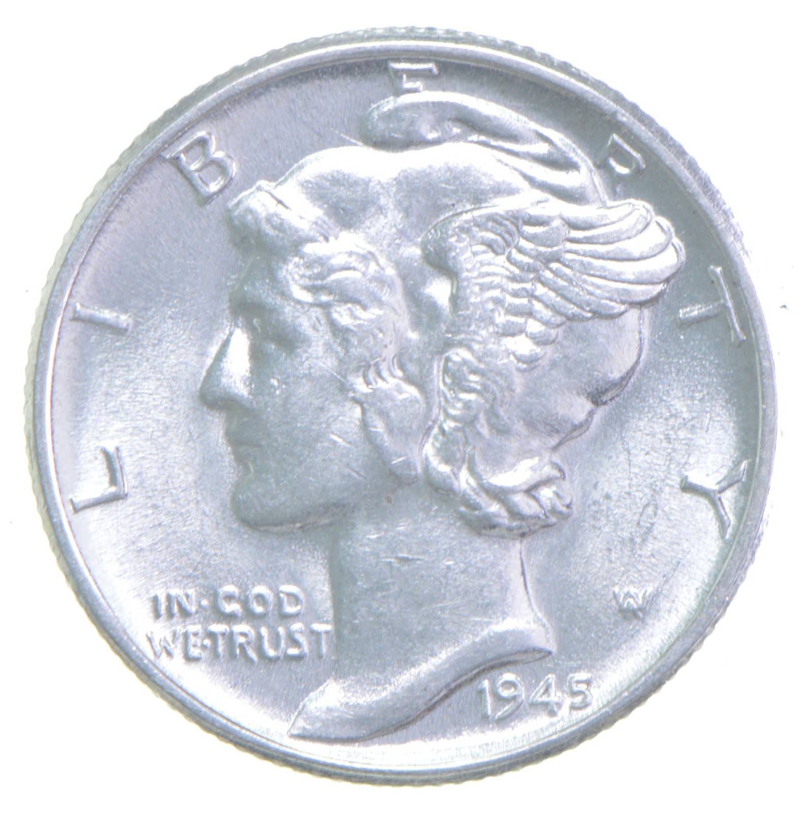 Unc BU MS 1945 US Mercury 90% Silver Dime Coin Collection Lot Set Break ...