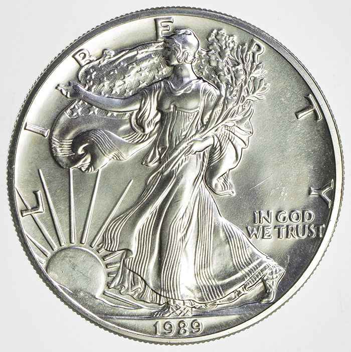Uncirculated 1989 American Silver Eagle 1 Troy Oz .999 Fine Silver ...