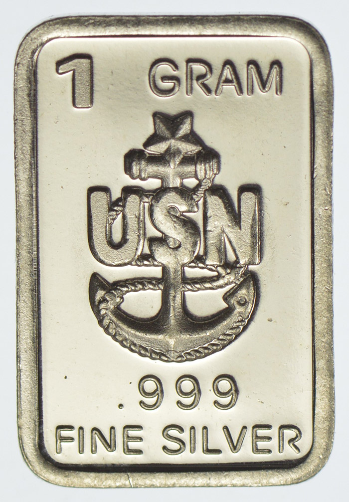 United States Navy - Military Series - 1 Gram Silver Bar .999 Fine ...