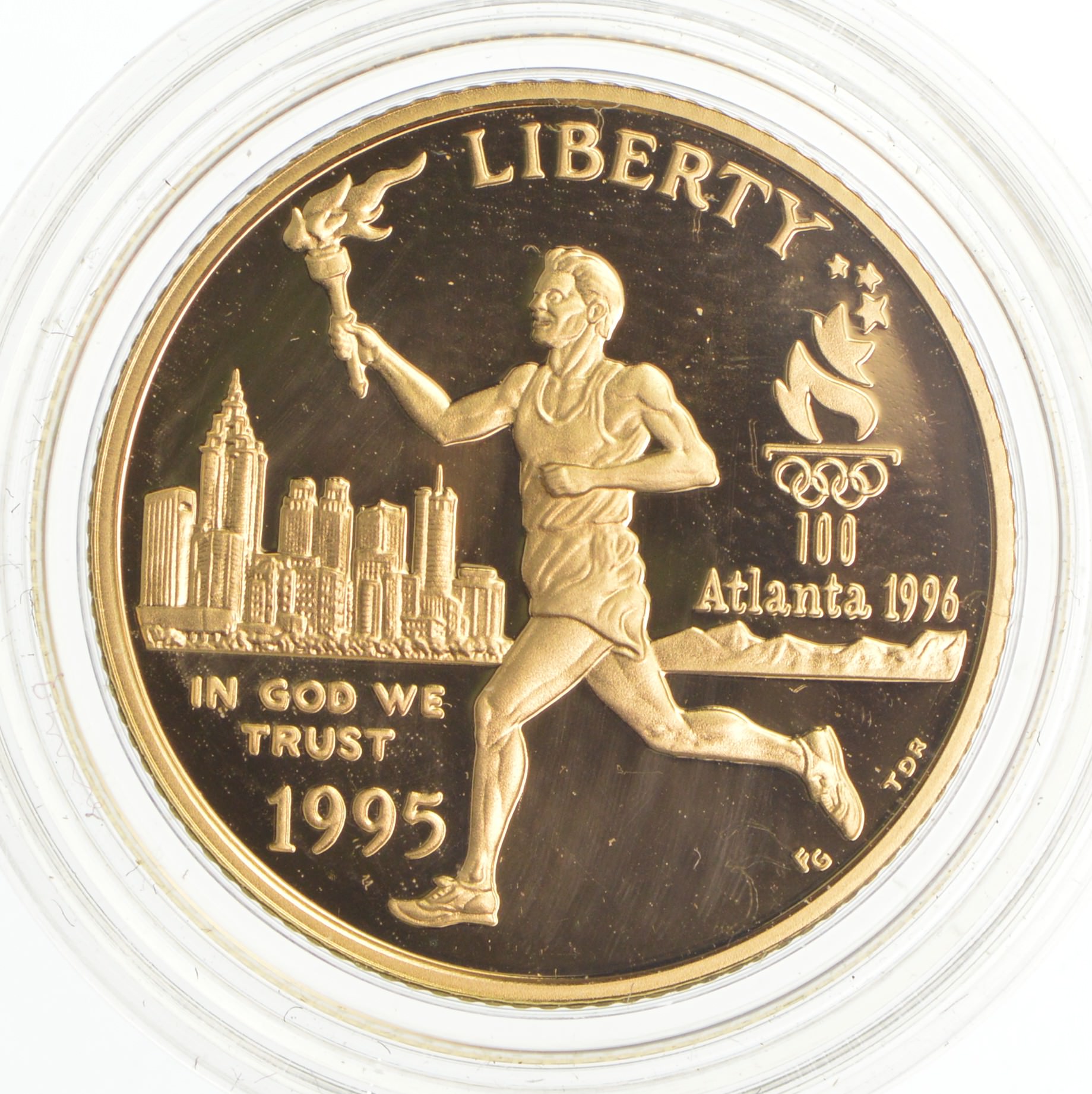 US 1995 XXVI Olympiad Commemorative $5 Gold Coin Almost 1/4 Oz Gold ...