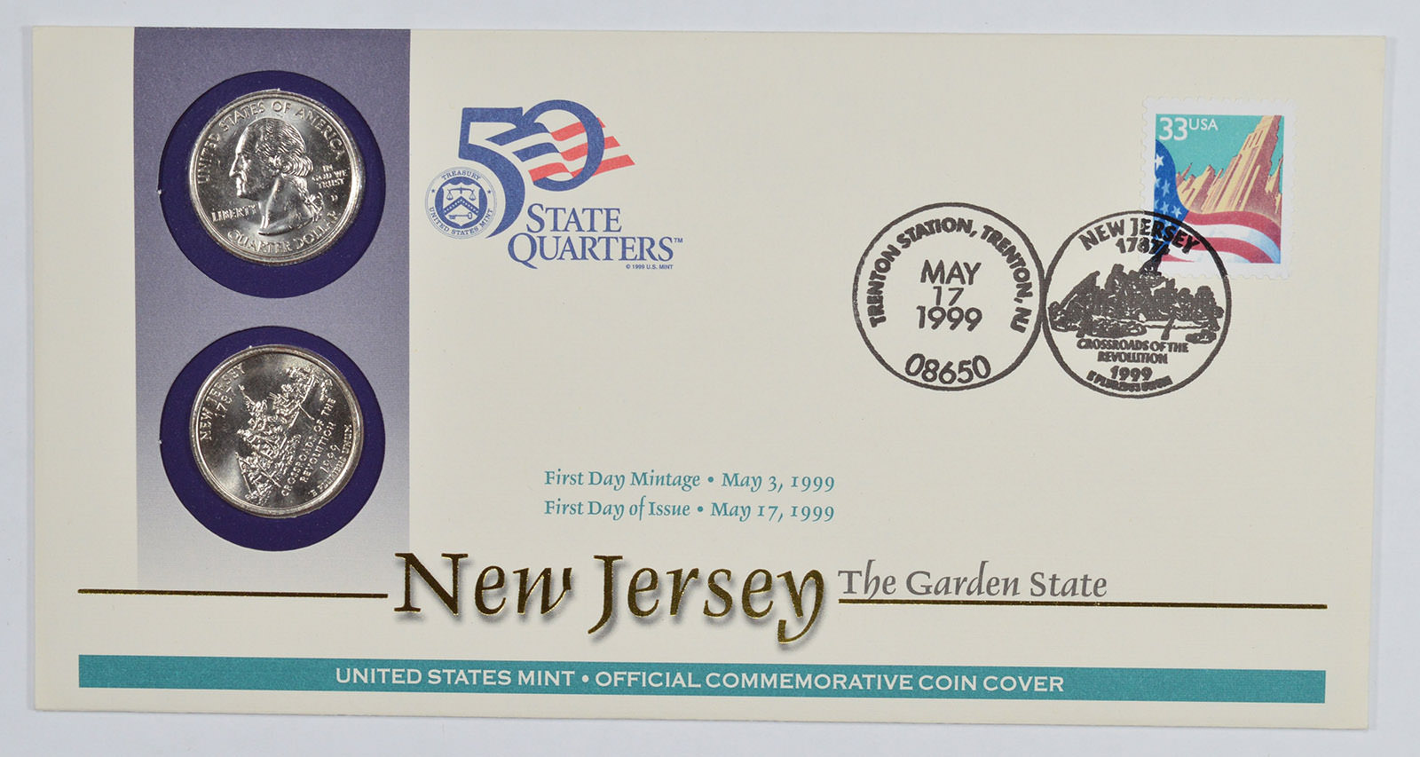 US Stamp & 2 Coin Ch BU State Quarter Beautifully Displayed Coin Set ...