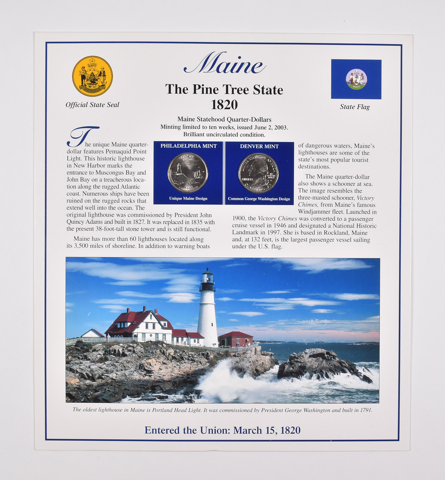 US Stamp & 2 CoinState Quarter Beautifully Displayed Coin Set Story ...