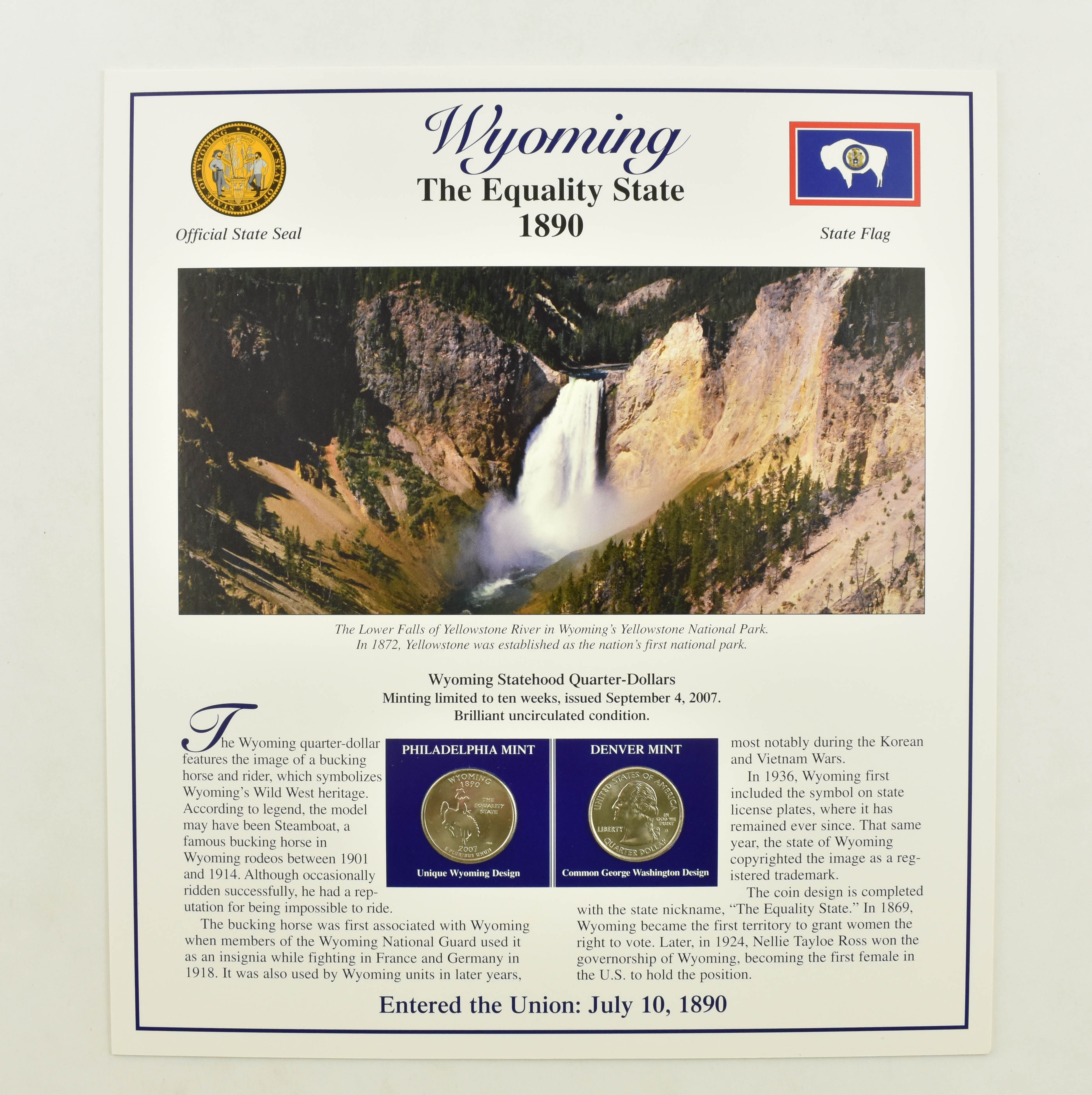 US Stamp & 2 CoinState Quarter Beautifully Displayed Coin Set Story ...