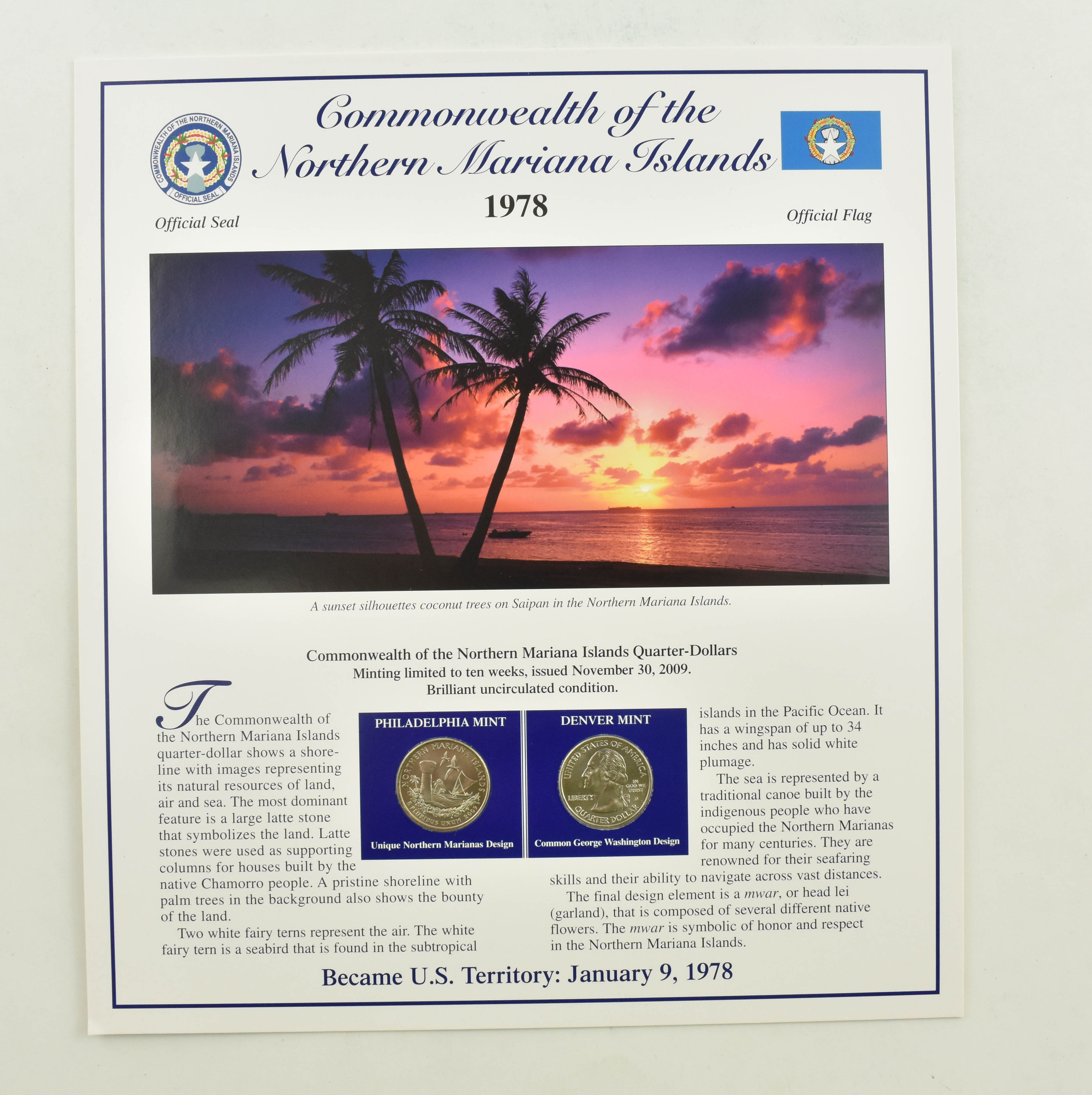 US Stamp & 2 CoinState Quarter Beautifully Displayed Coin Set Story ...