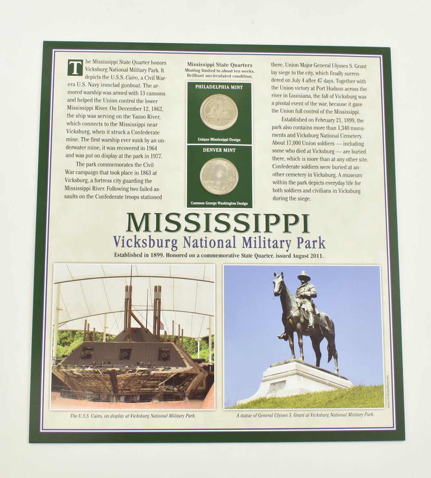 US Stamp & 2 CoinState Quarter Beautifully Displayed Coin Set Story ...