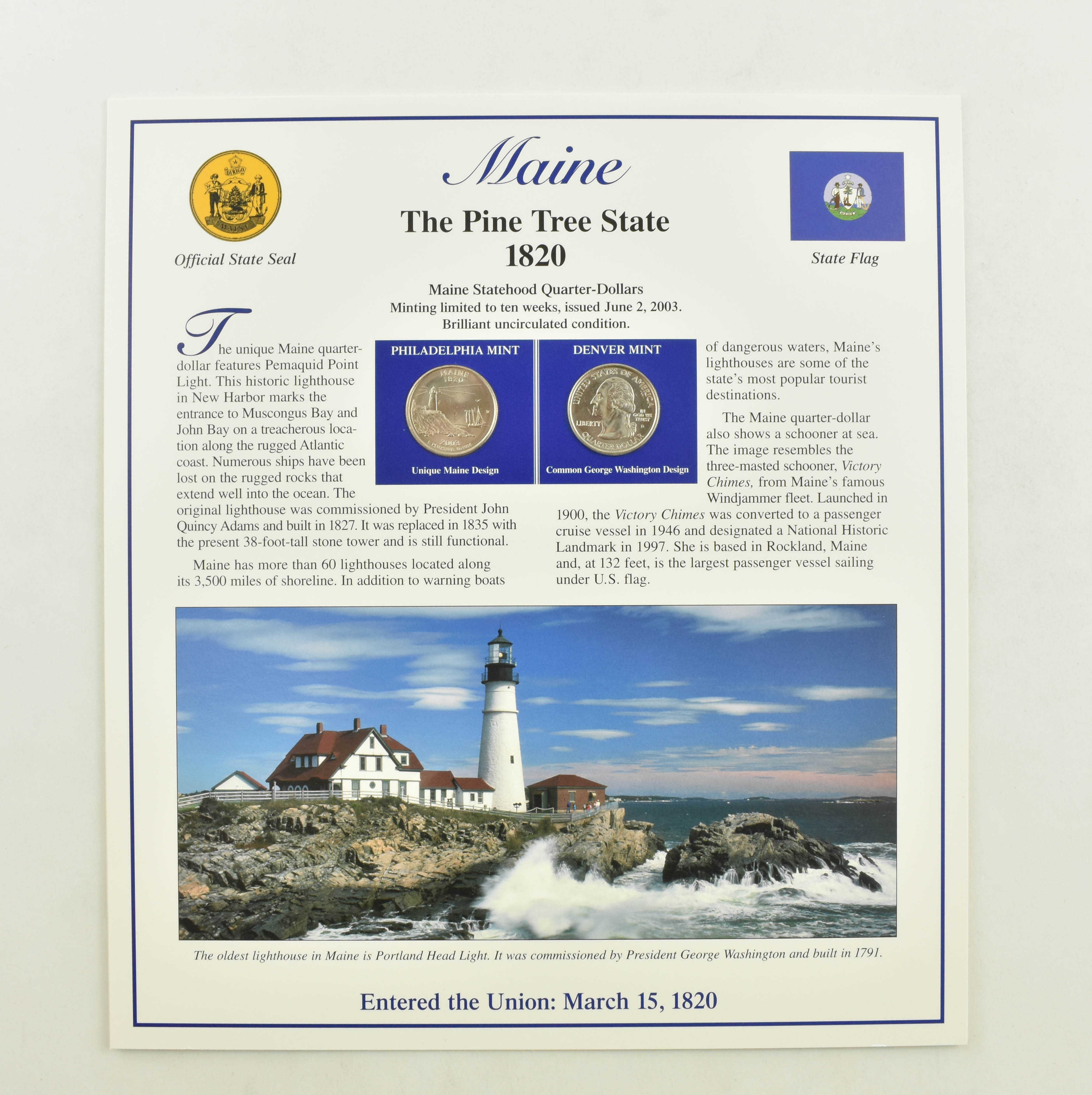 US Stamp & 2 CoinState Quarter Beautifully Displayed Coin Set Story ...