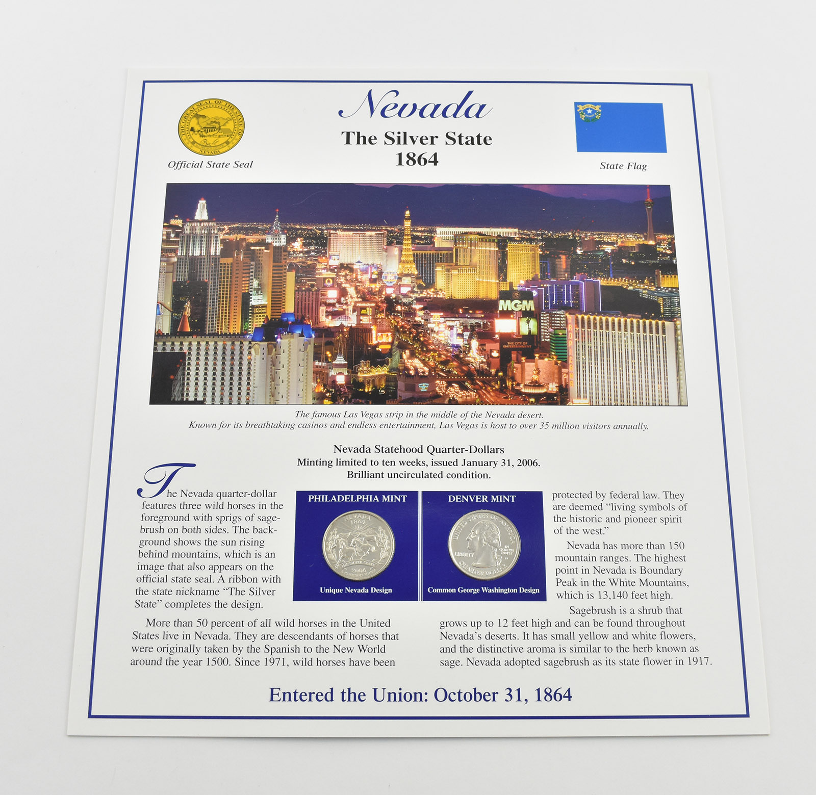 US Stamp & 2 CoinState Quarter Beautifully Displayed Coin Set Story ...
