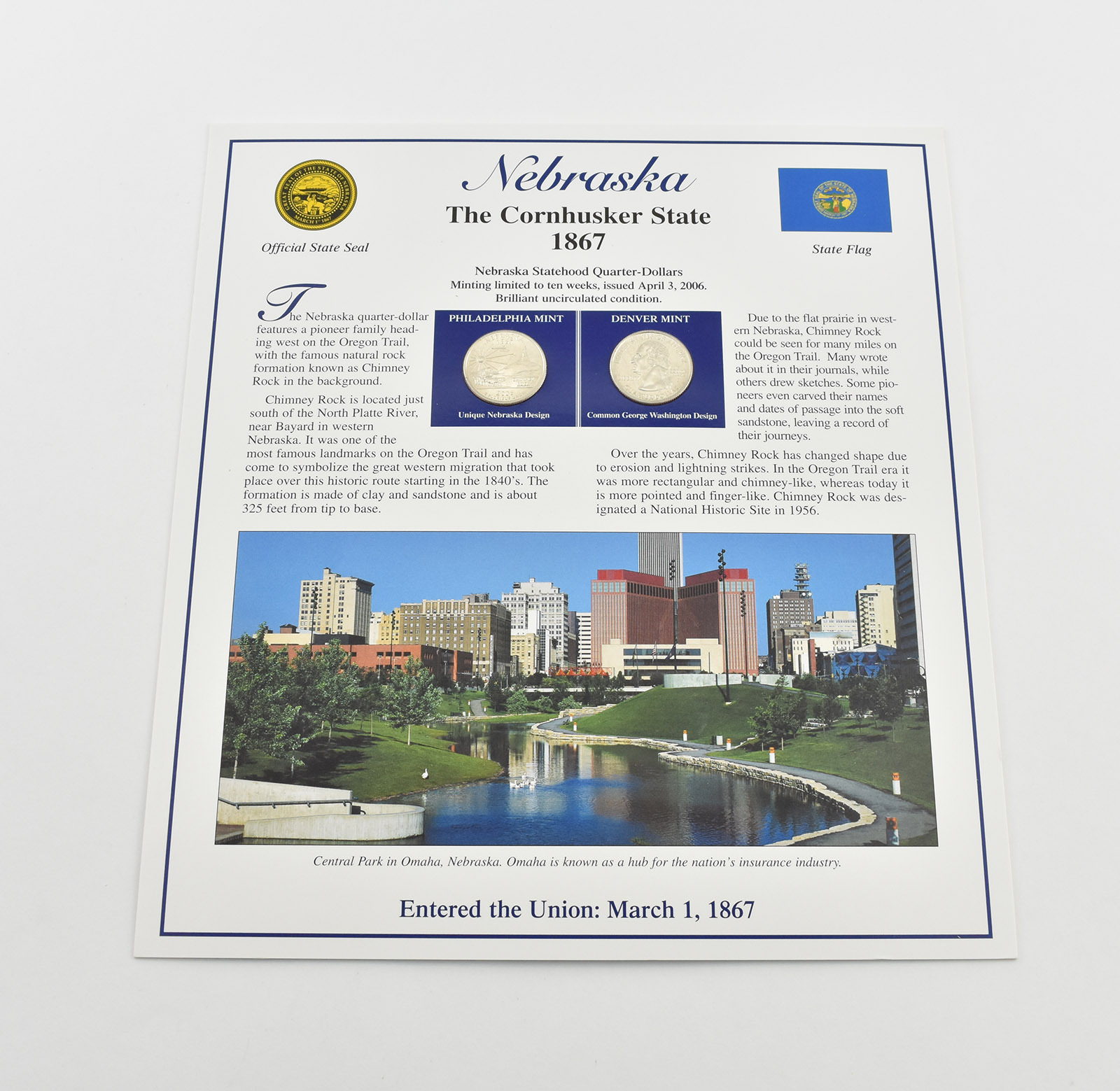 US Stamp & 2 CoinState Quarter Beautifully Displayed Coin Set Story ...