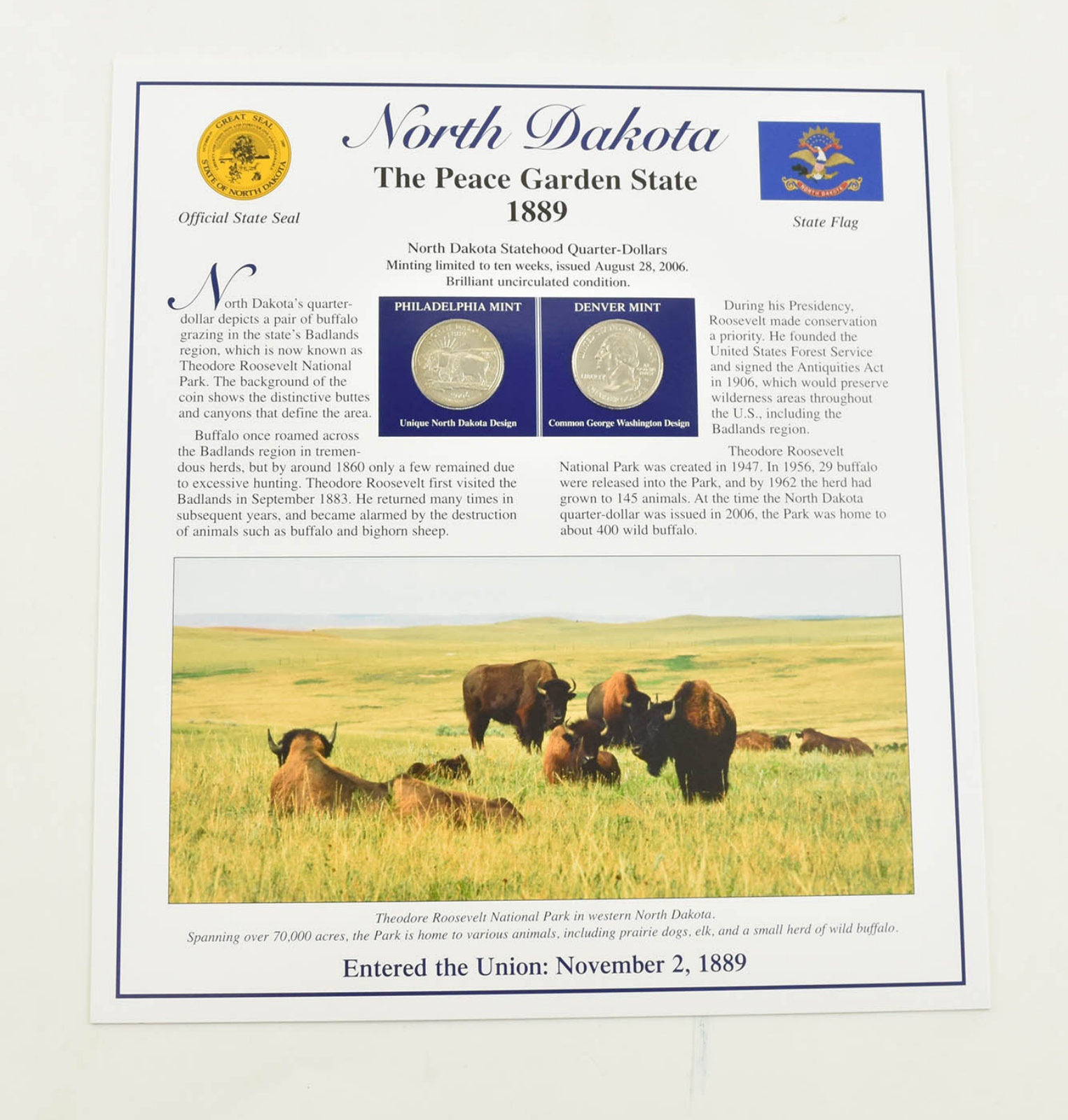 US Stamp & 2 CoinState Quarter Beautifully Displayed Coin Set Story ...